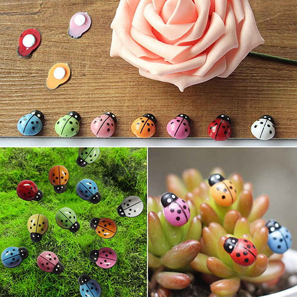Walbest 100 Pieces Miniature Ladybug Fairy Home Garden Ornaments ...