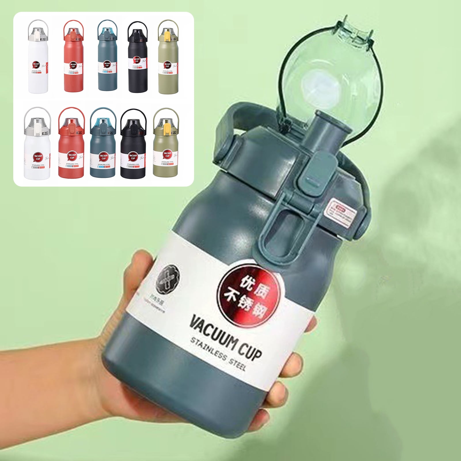 Walbest 1000/1500ML Insulated Water Bottle with Silicone Straw Portable ...