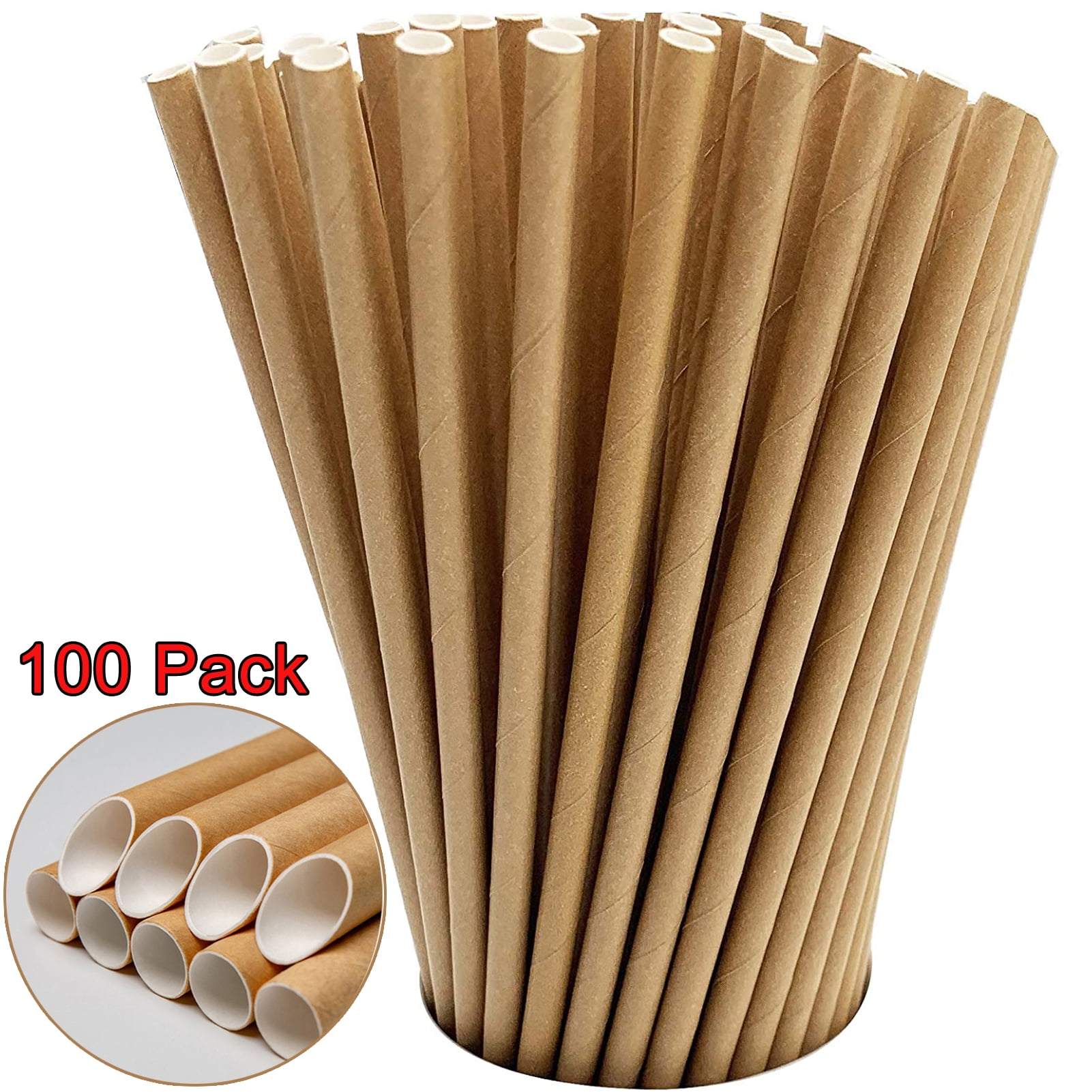 Walbest 100Pcs Paper Straws Extra Wide, Eco-Friendly Biodegradable ...