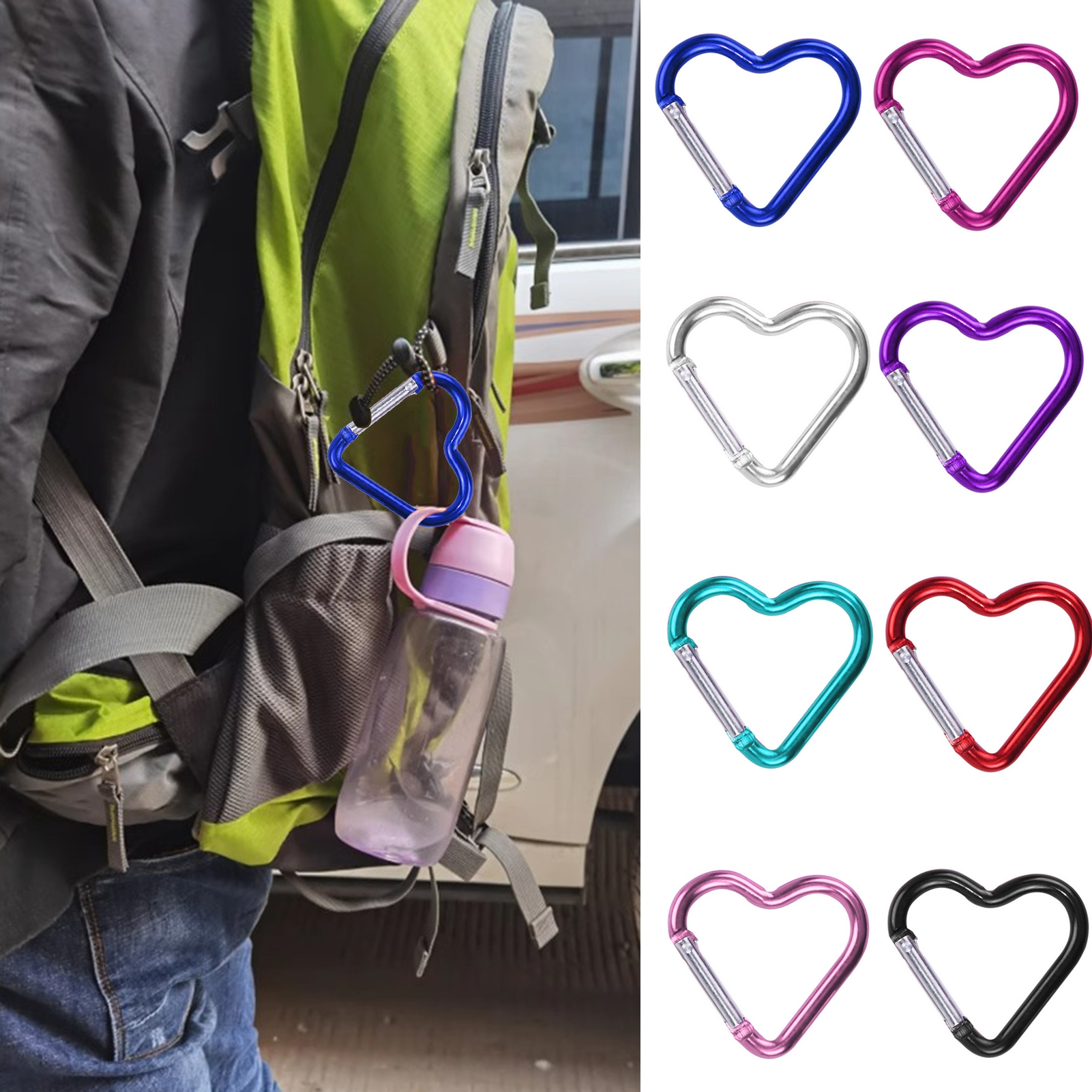 Walbest 10Pcs Heart-shaped Carabiner Hooks, Compact Quick Link Snap ...