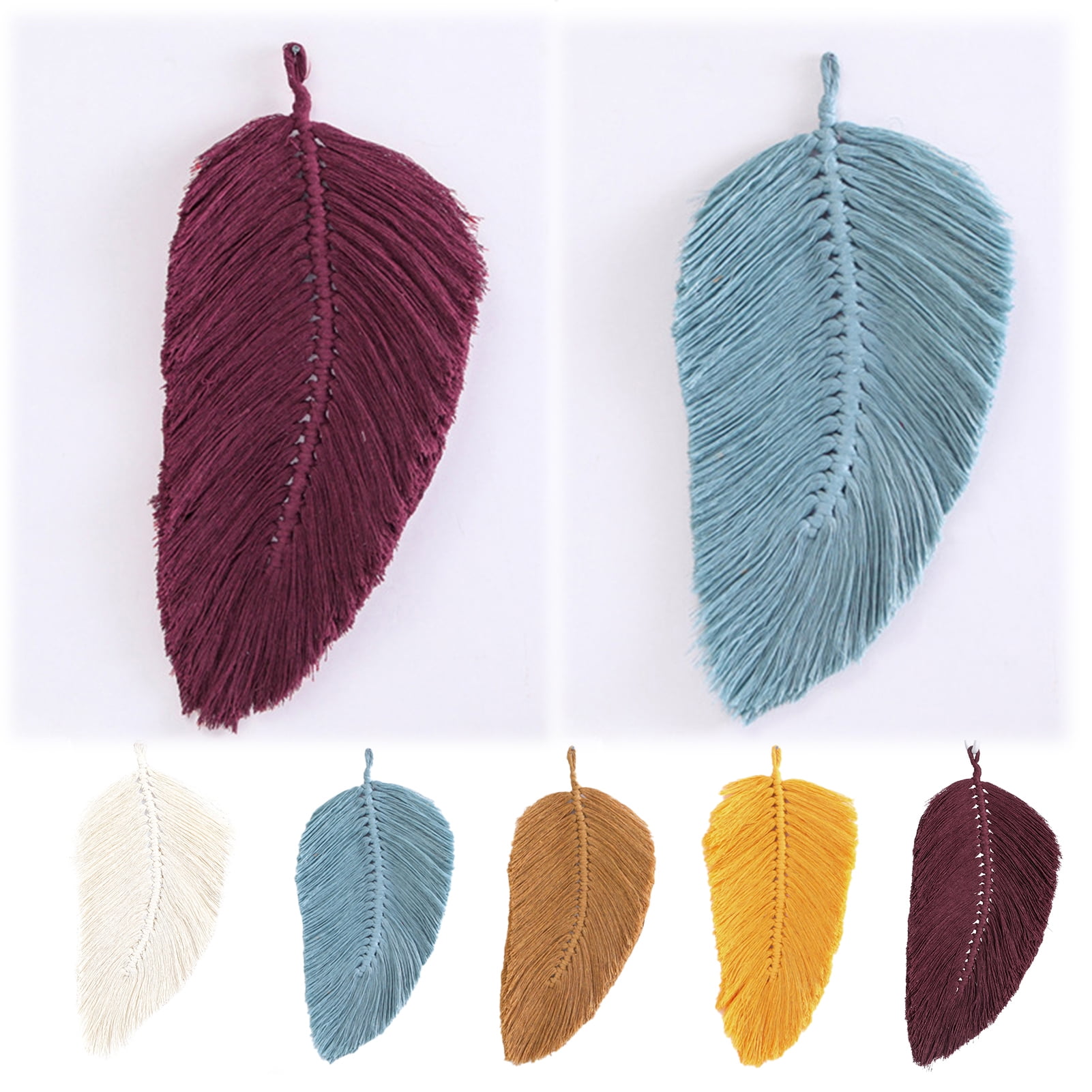 Walbest 11.8" Cotton Line Woven Leaf Shaped Tapestry Wall Decor, Soft ...