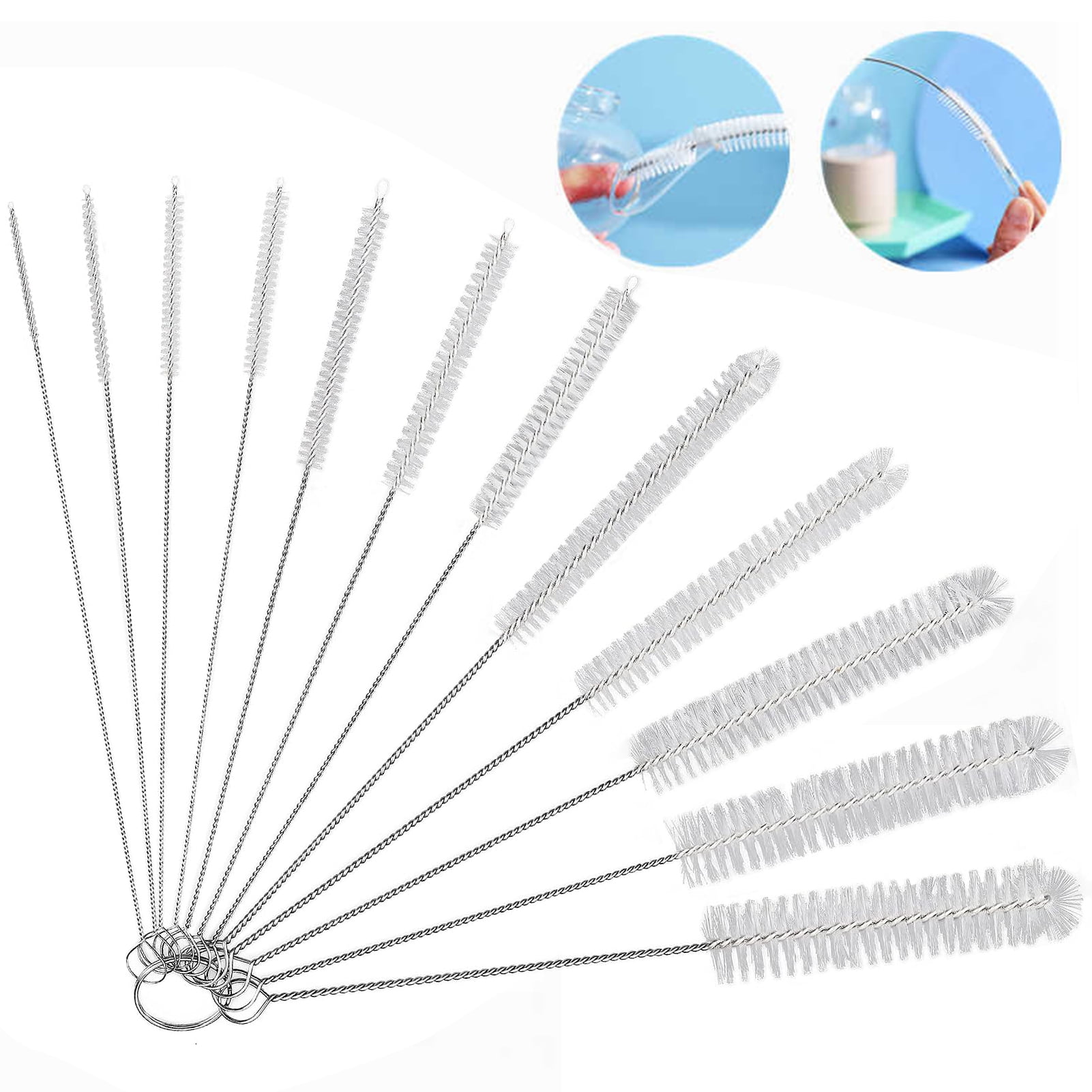 Walbest 12-Piece Straw Cleaner Brush Set, Easy to Use, for Sippy Cups ...