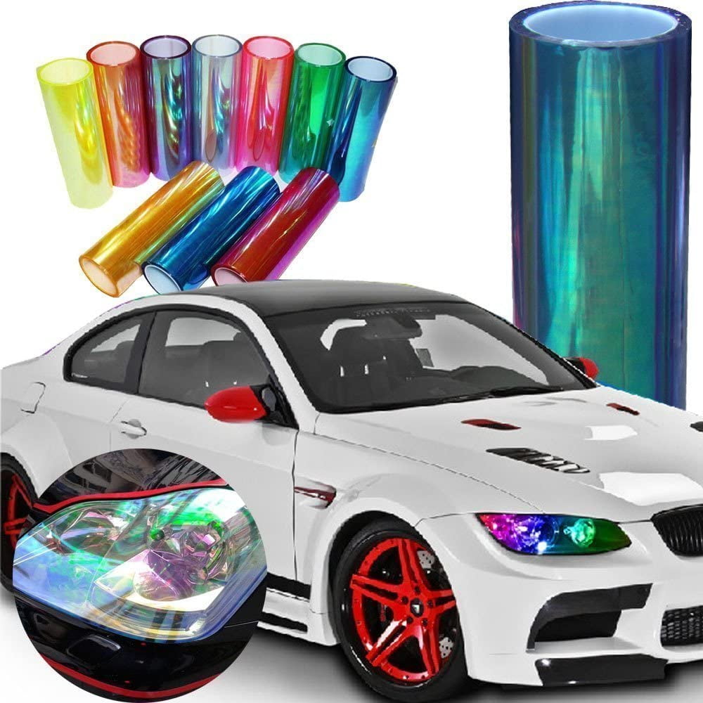 Walbest 12 x 24 inches Self Adhesive Shiny Chameleon Headlights Tail ...