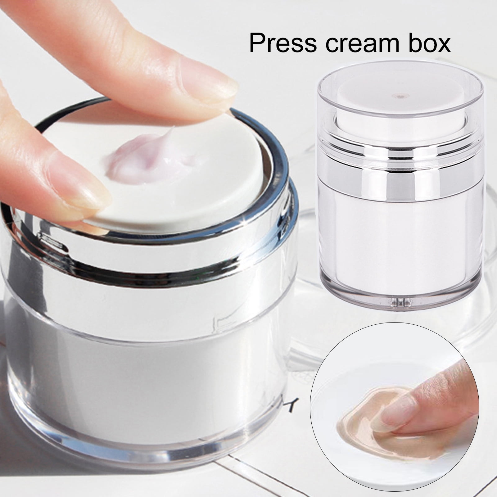 Walbest 15/30/50/100ml Airless Pump Cream Jar, Empty Plastic Cosmetic ...