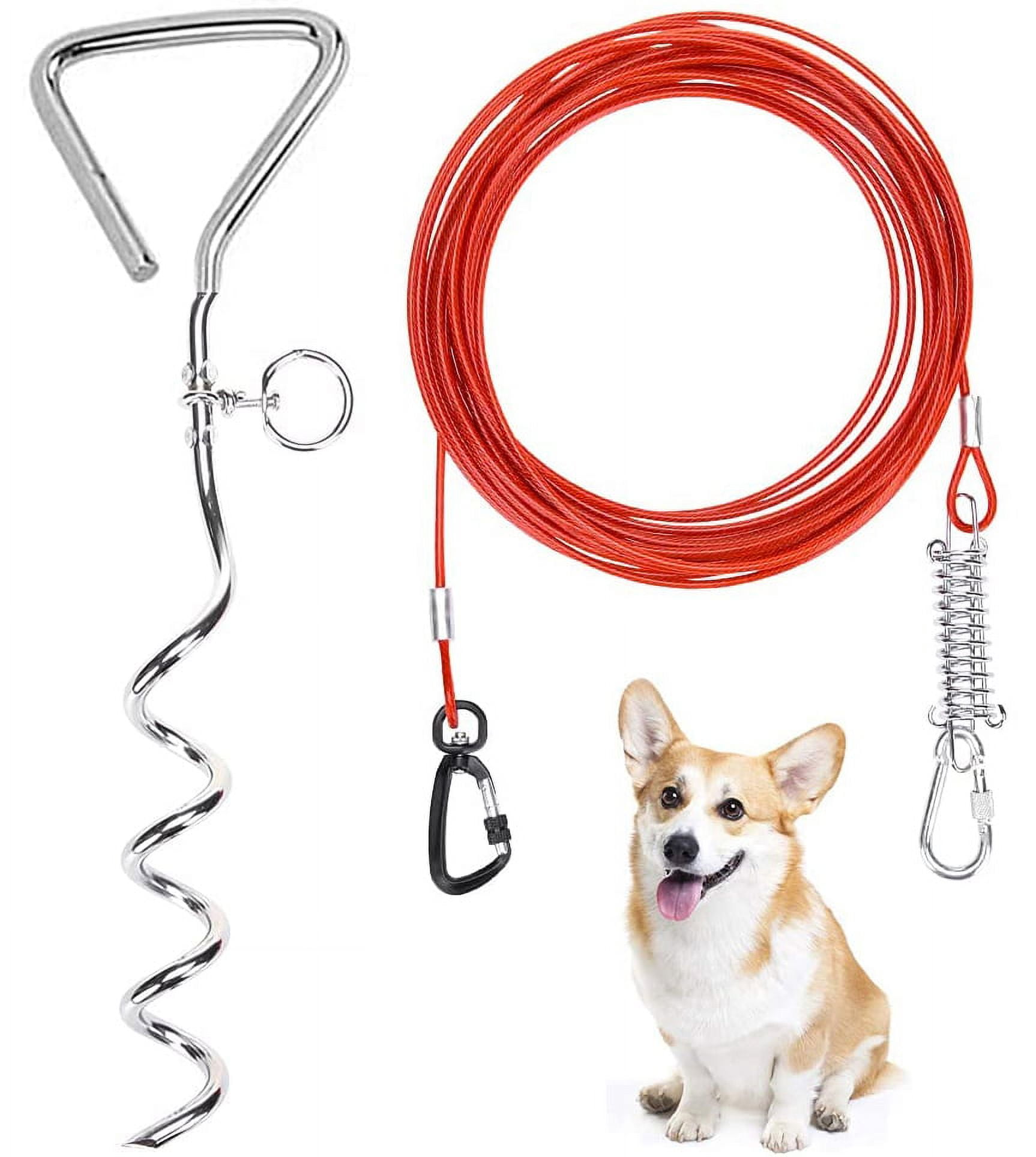 Walbest 16ft Dog Tie Out Cable for Dogs, 16" Chrome Plated Anti Rust ...