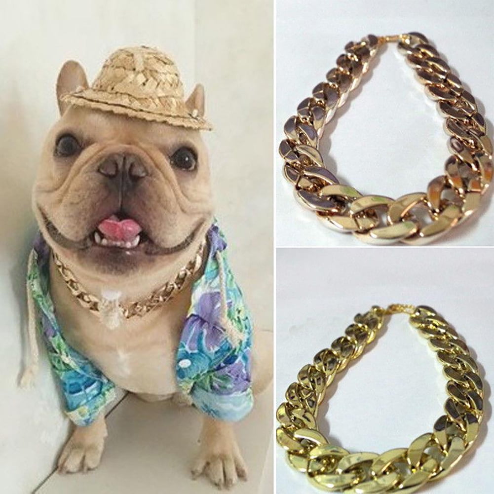 Walbest 17.72" Golden Dog Chain Collars, Fashionable and Cool Plastic ...