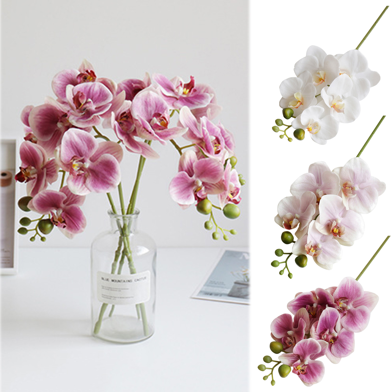 Walbest 1Pc 17.7Inch Artificial Phalaenopsis Flower Realistic Looking ...