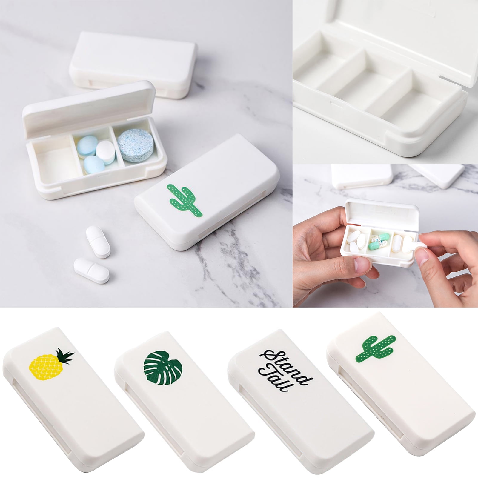 Walbest 1Pc 3 Compartments Travel Pill Organizer Moisture Proof Eco ...