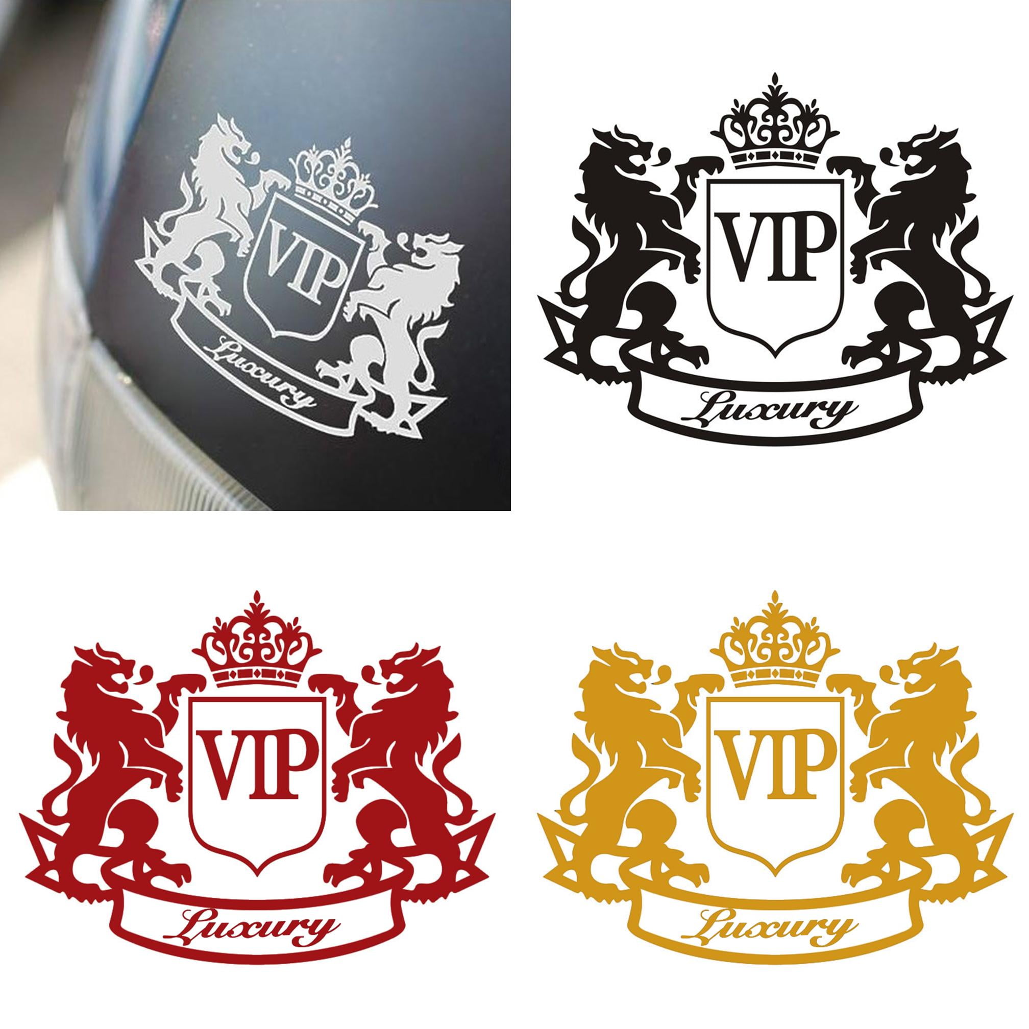 Walbest 1Pc Car Sticker - Double Lion Crown VIP Letter Motorcycle Auto ...