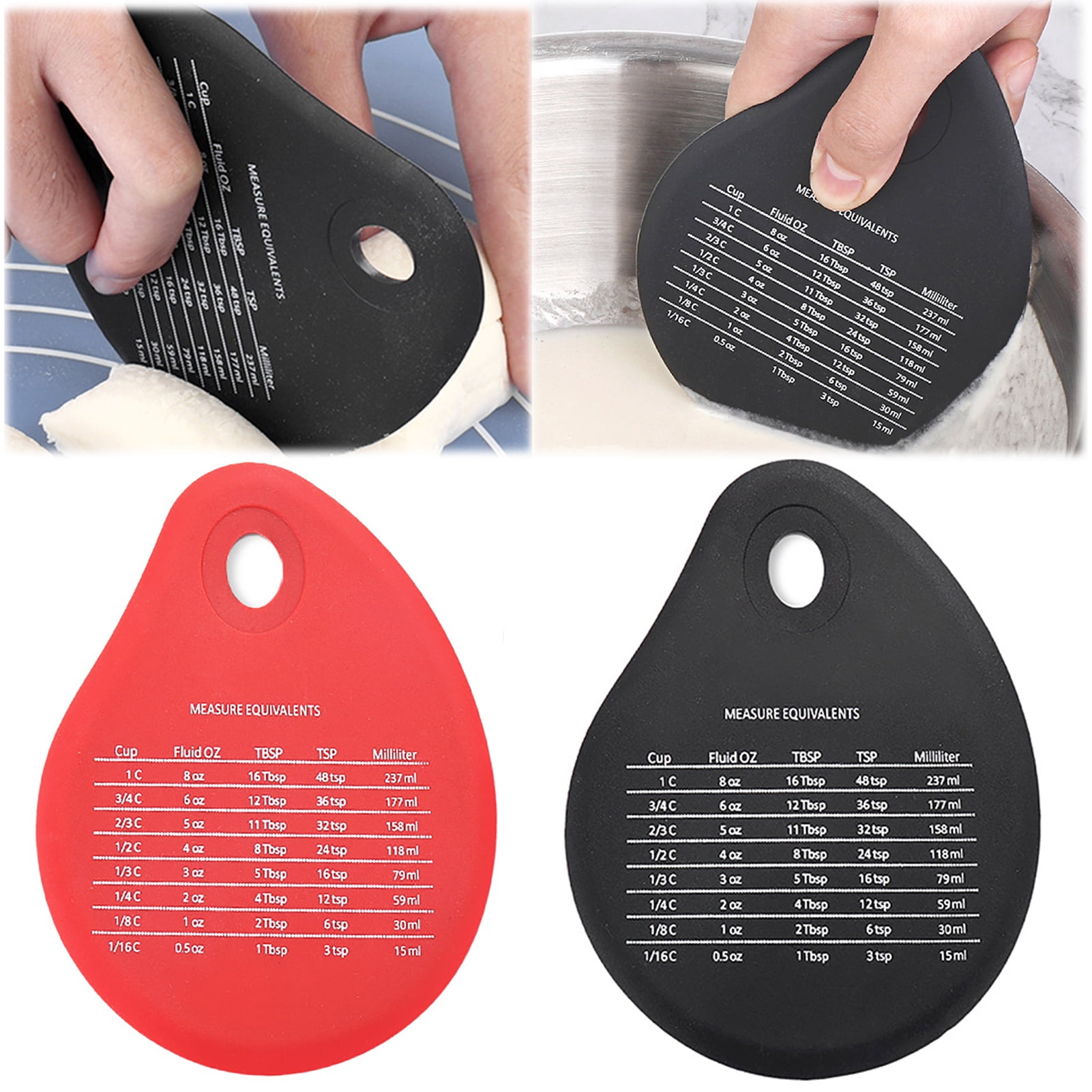 Walbest 1Pc Silicone Bowl Scraper(5" x 3.86") with Measurement Chart ...
