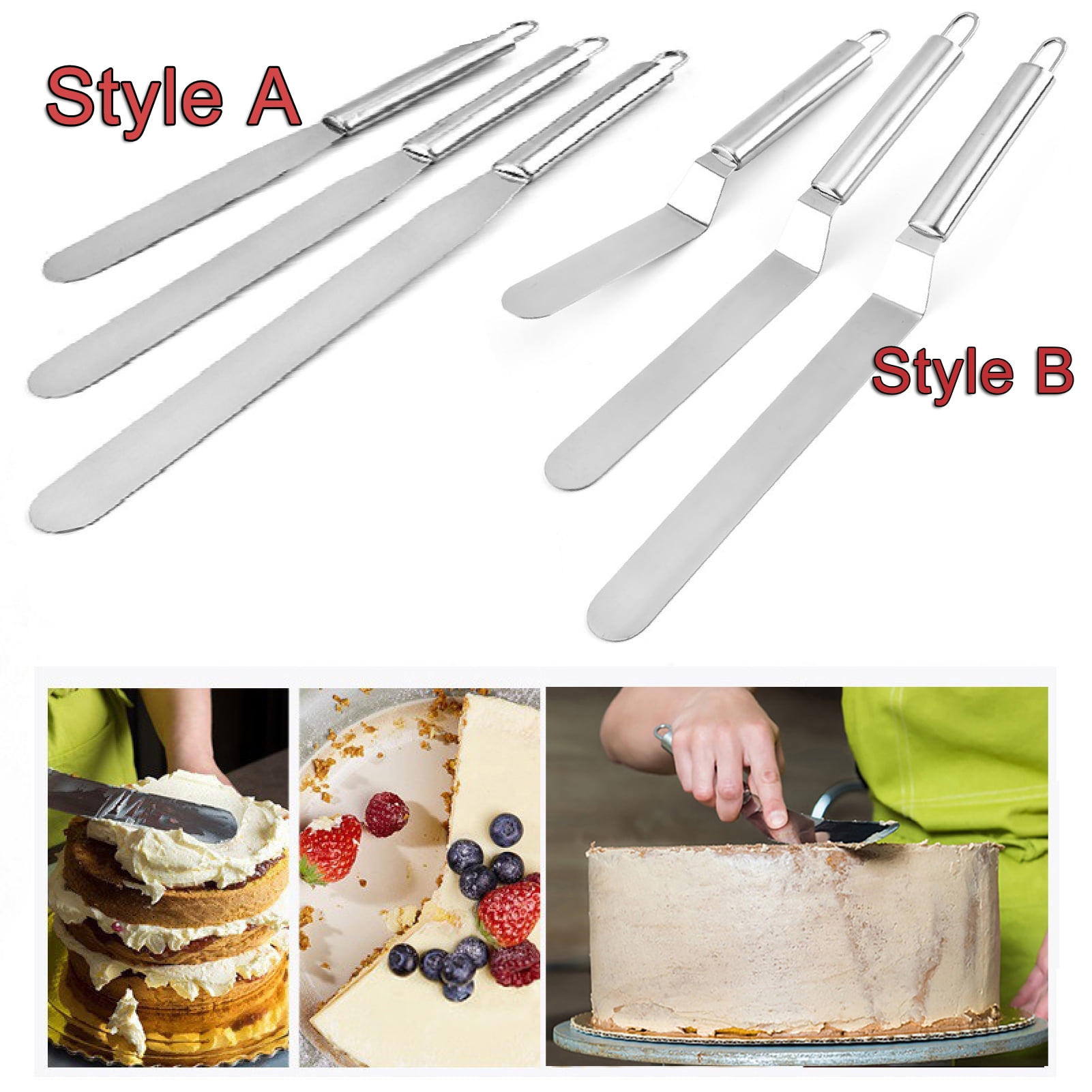 Walbest 1pc Metal Icing Spatula 6/ 8/ 10 Inch Stainless Steel Cake ...