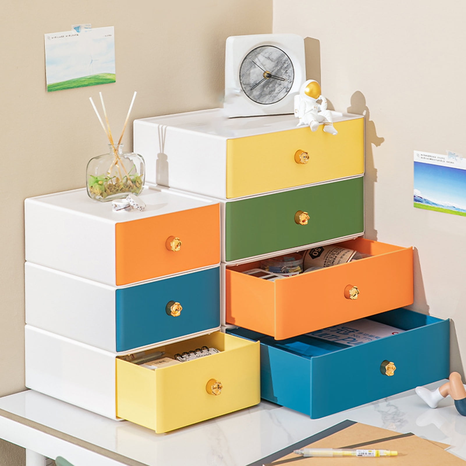 Walbest 1pcs Plastic Drawer Type Storage Box, High Capacity Space ...