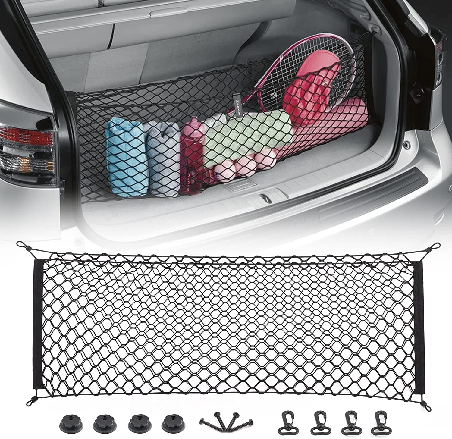 Walbest 2-Layer Heavy Duty Cargo Net, 43 x 20 Inch Universal Truck Bed ...