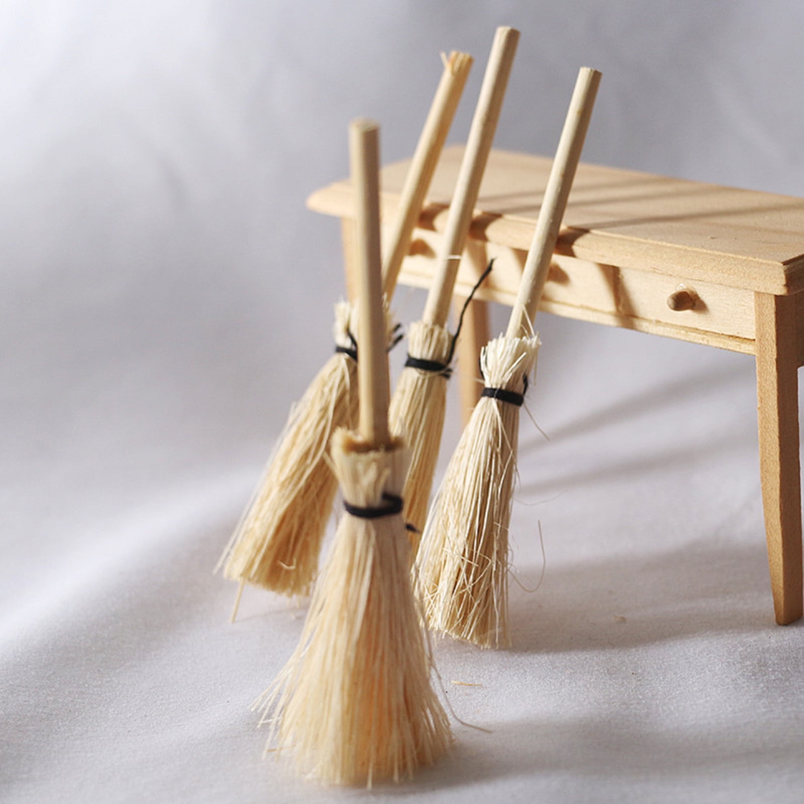 Walbest 2 Pack Dollhouse Mini White Broom Handmade Miniature Mini Craft ...