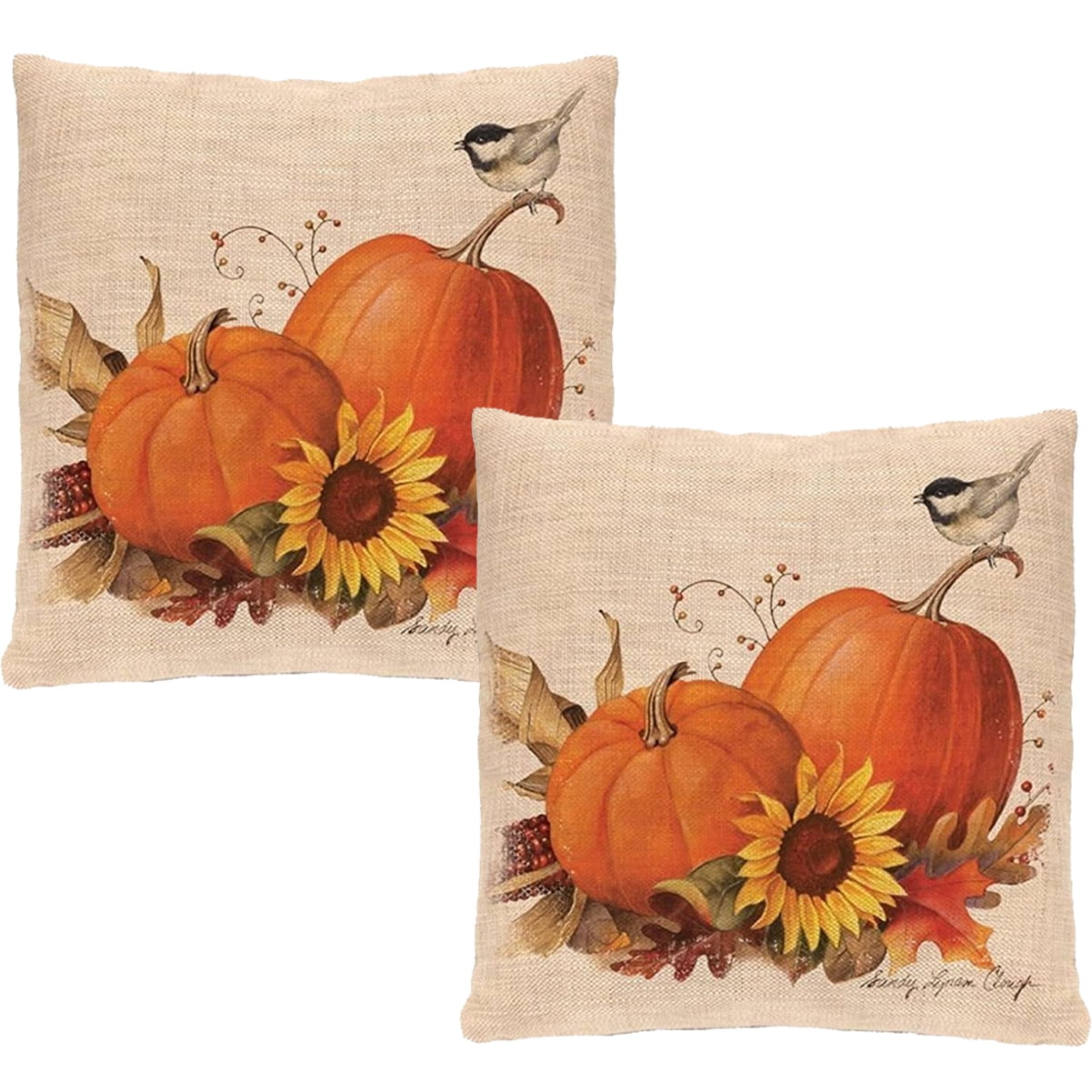 Walbest 2 Pack Fall Decorative Pillow Covers 18x18, Pumpkin Maple ...