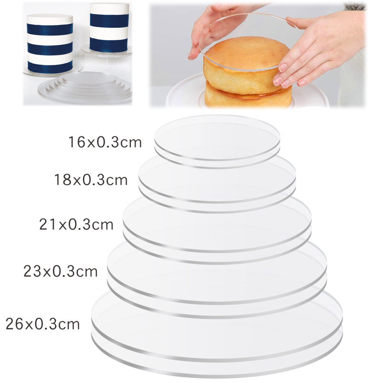 Walbest 2-Pack Transparent Acrylic Round Cake Plates, Reusable ...