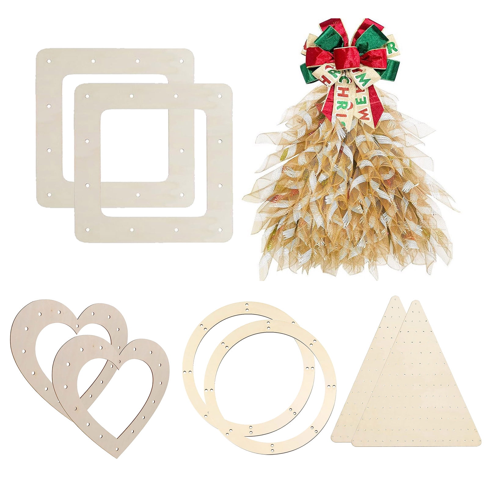 Walbest 2 Pcs Wooden Wreath Boards DIY Crafts Wreath Frame with Holes ...