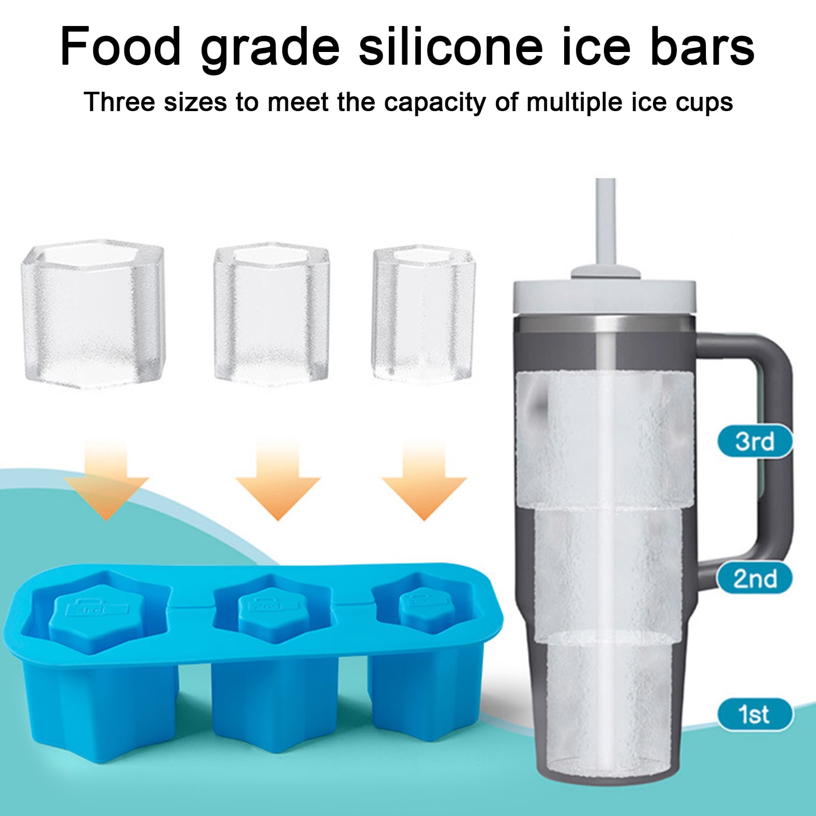Walbest 20/30/40Oz Tumbler Ice Cube Tray 3 Cavities Food Grade BPA Free ...