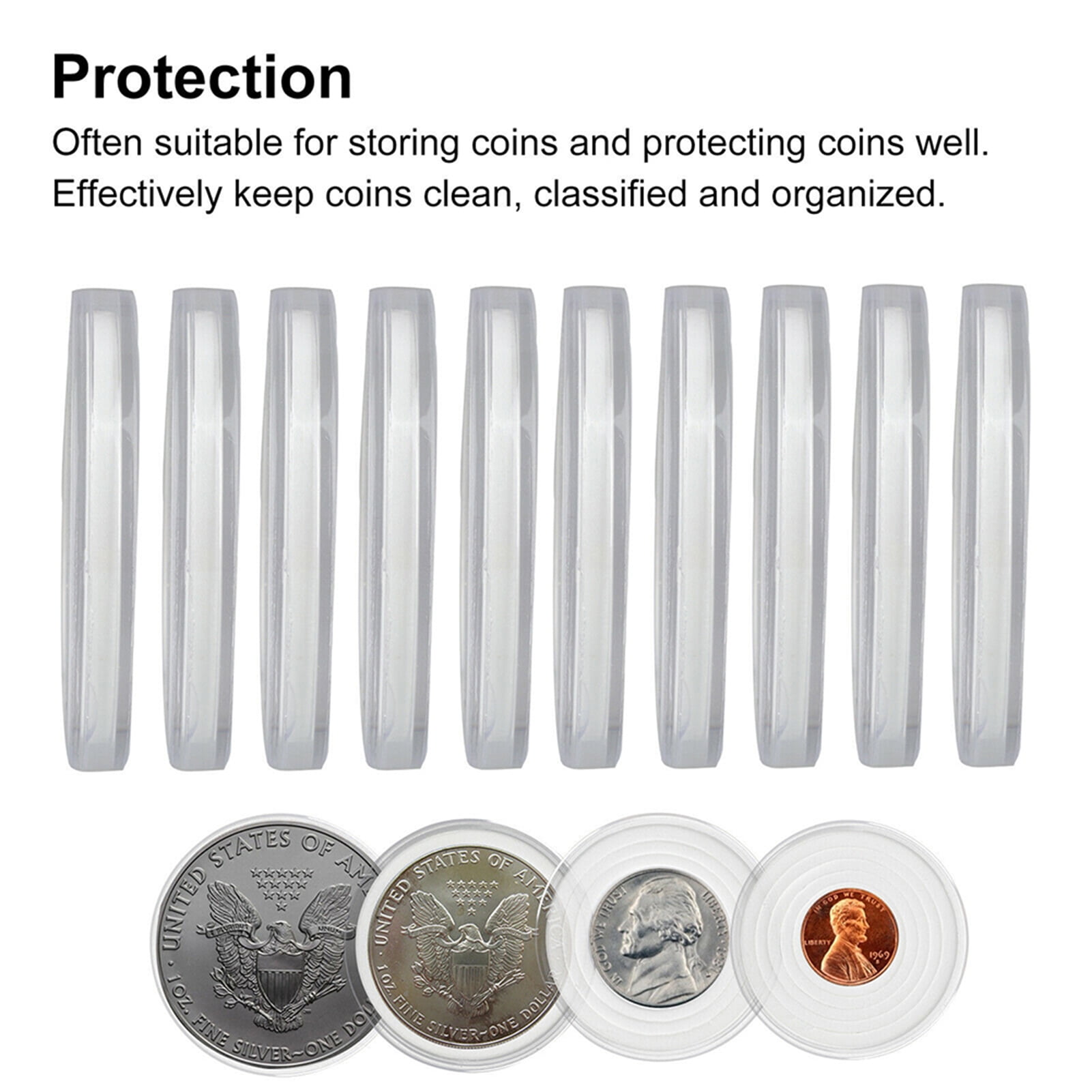 Walbest 20 Pcs Clear Plastic Coin Capsules, Coin Collection Holder Case ...
