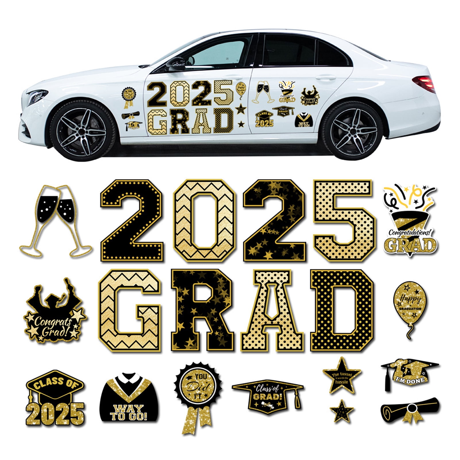 Walbest 2025 Graduation Car Magnets Congrats Grad Magnetic Stickers Set ...