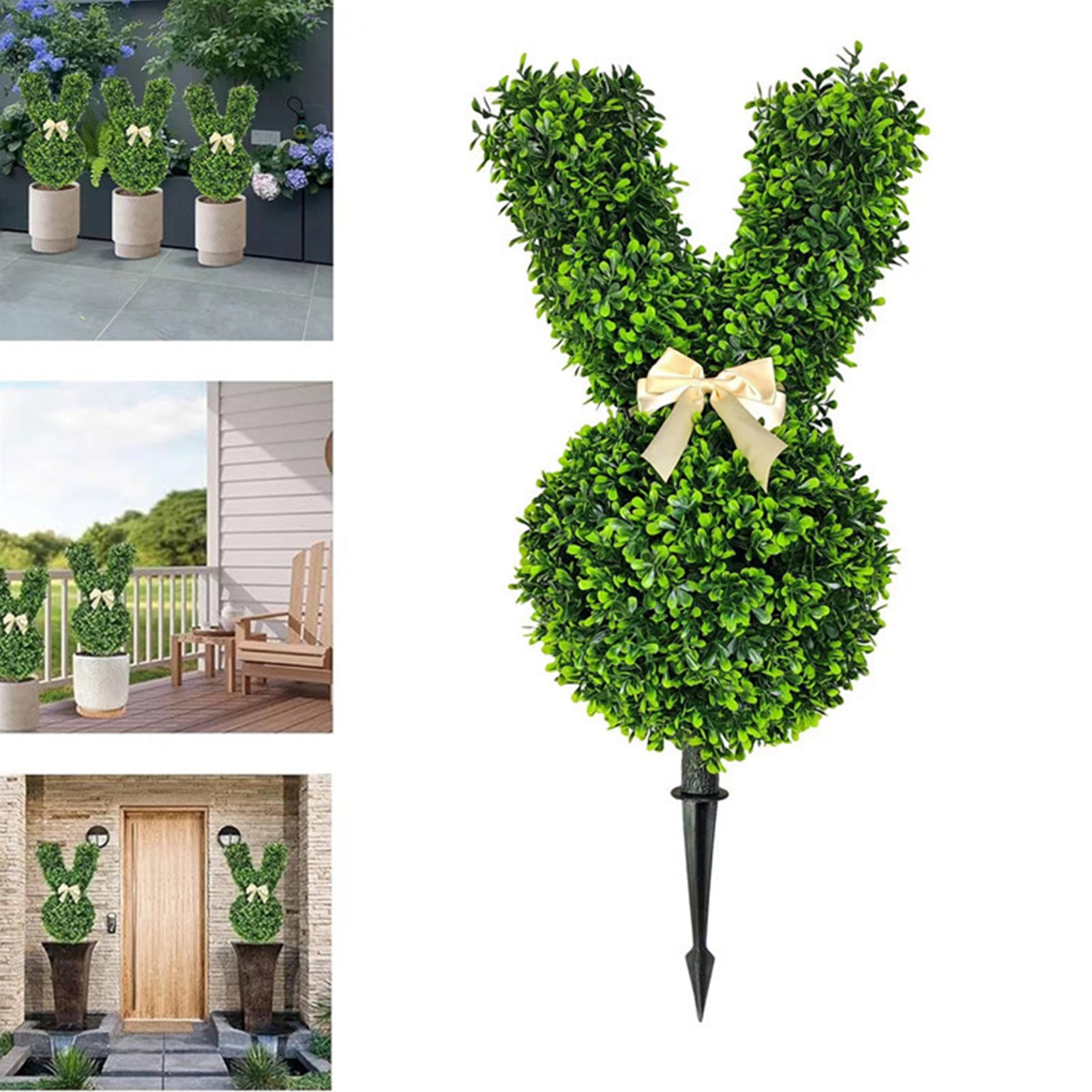 Walbest 21.65" Artificial Bunny Topiary Simulated Rabbit-Shaped Topiary ...