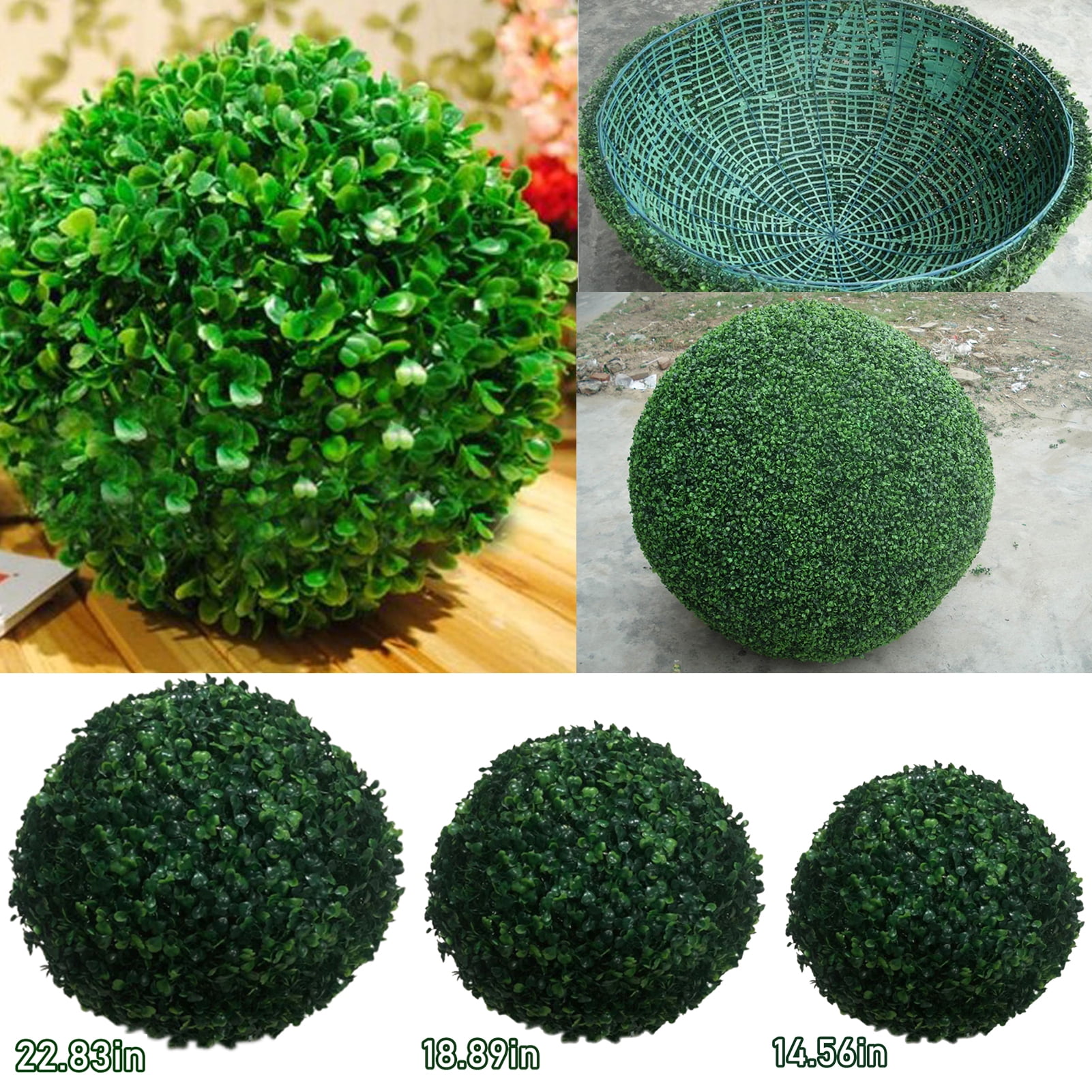 Walbest 22.83/18.9/14.57 Inch Large Artificial Plant Grass Topiary Ball ...