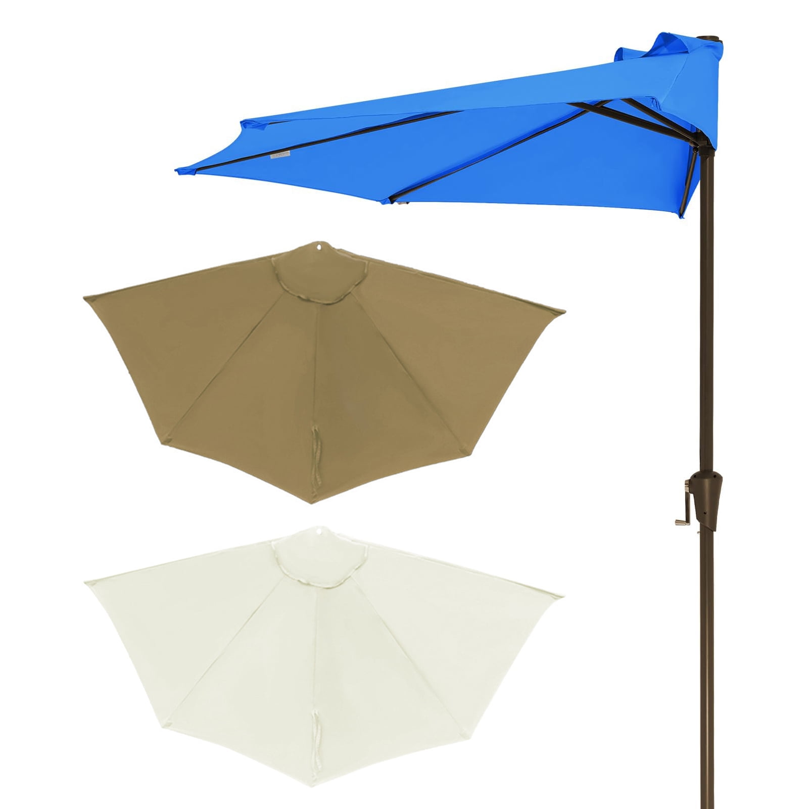 Walbest 270CM Half Umbrella Replacement Canopy UV Protection Outdoor ...