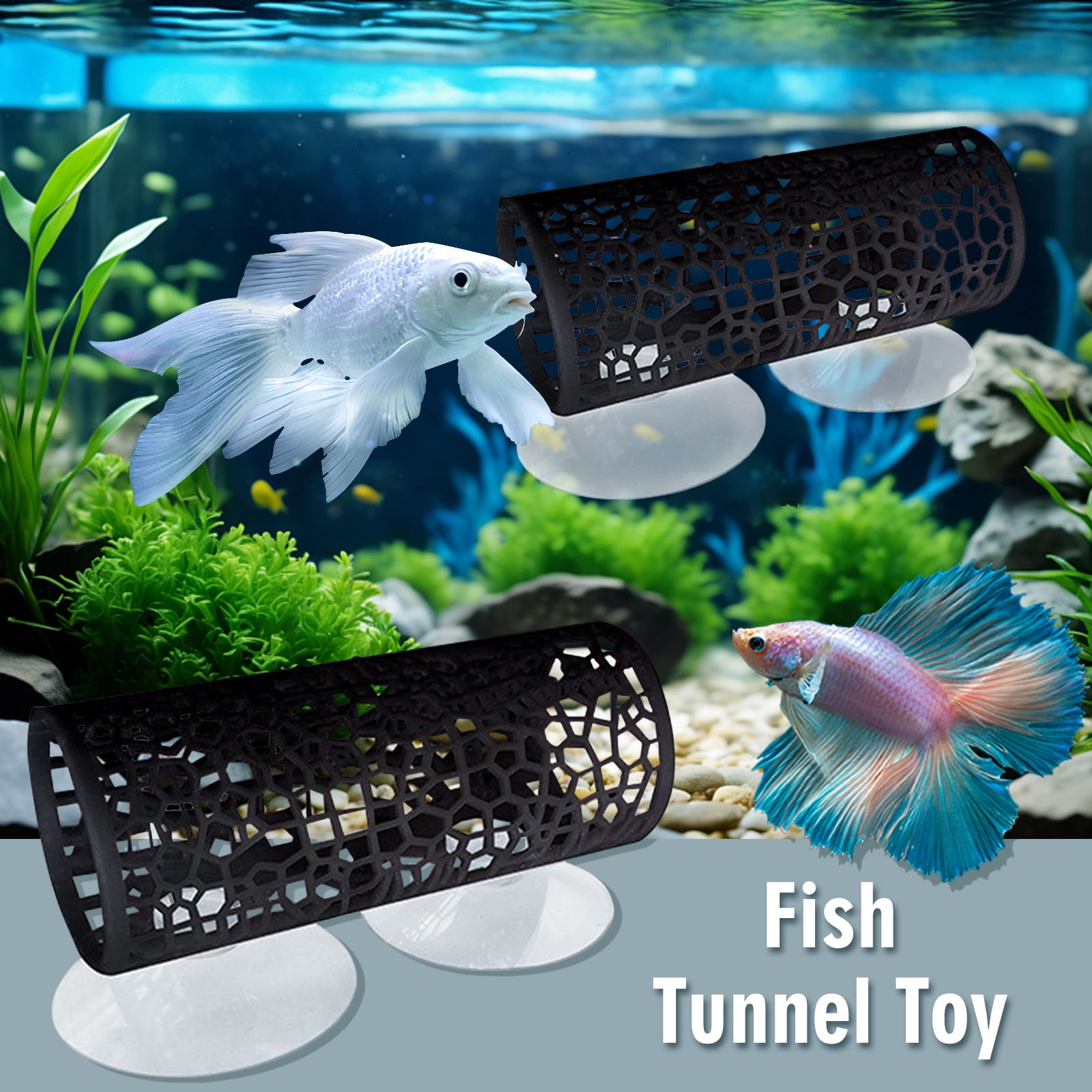 Walbest 2Pcs Betta Fish Tunnel Toy Hollow Design Fish Betta Observation ...
