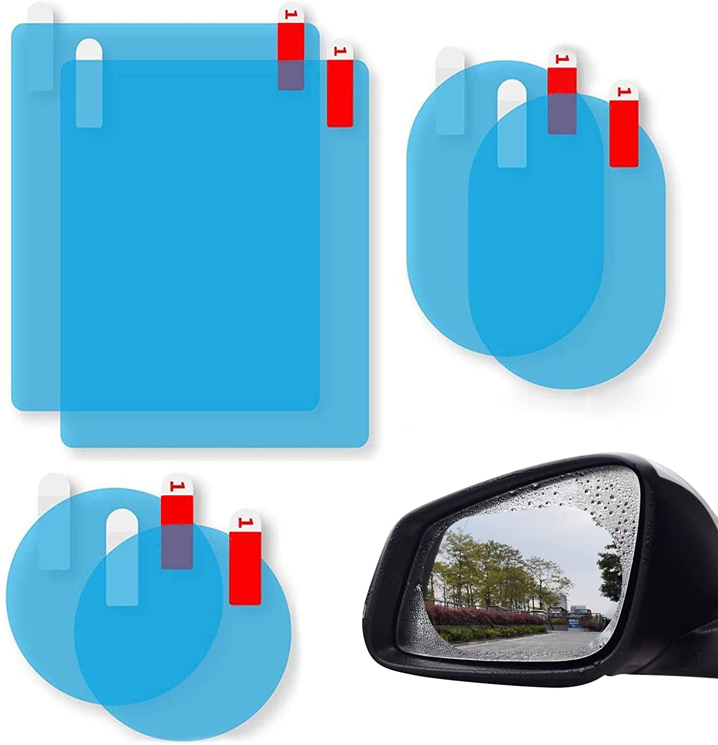 Walbest 2Pcs Car Rearview Mirror Rainproof Film, HD Nano Anti Fog Anti ...