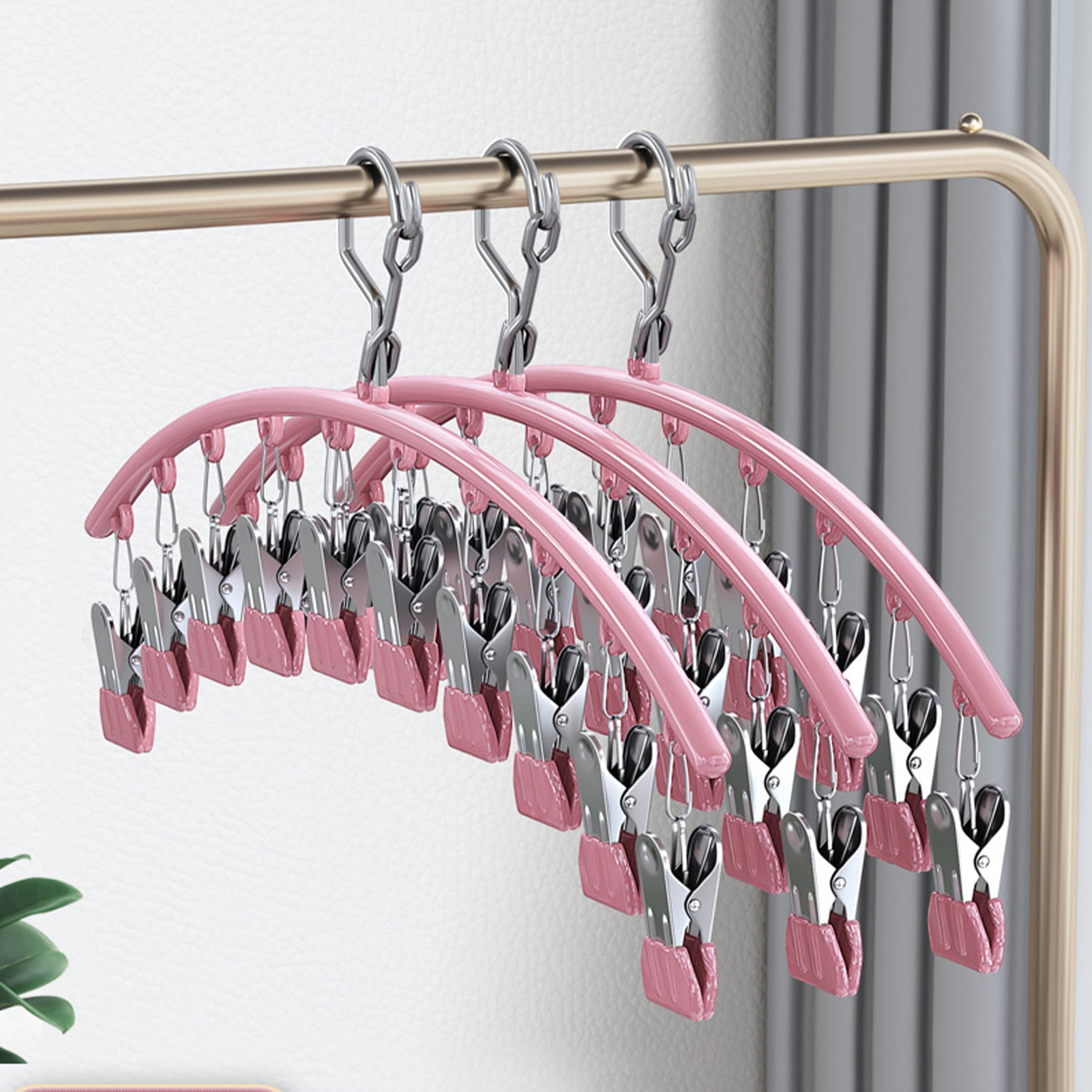 Walbest 2Pcs Clothes Racks with 10 Clips Space-Saving Metal Legging ...
