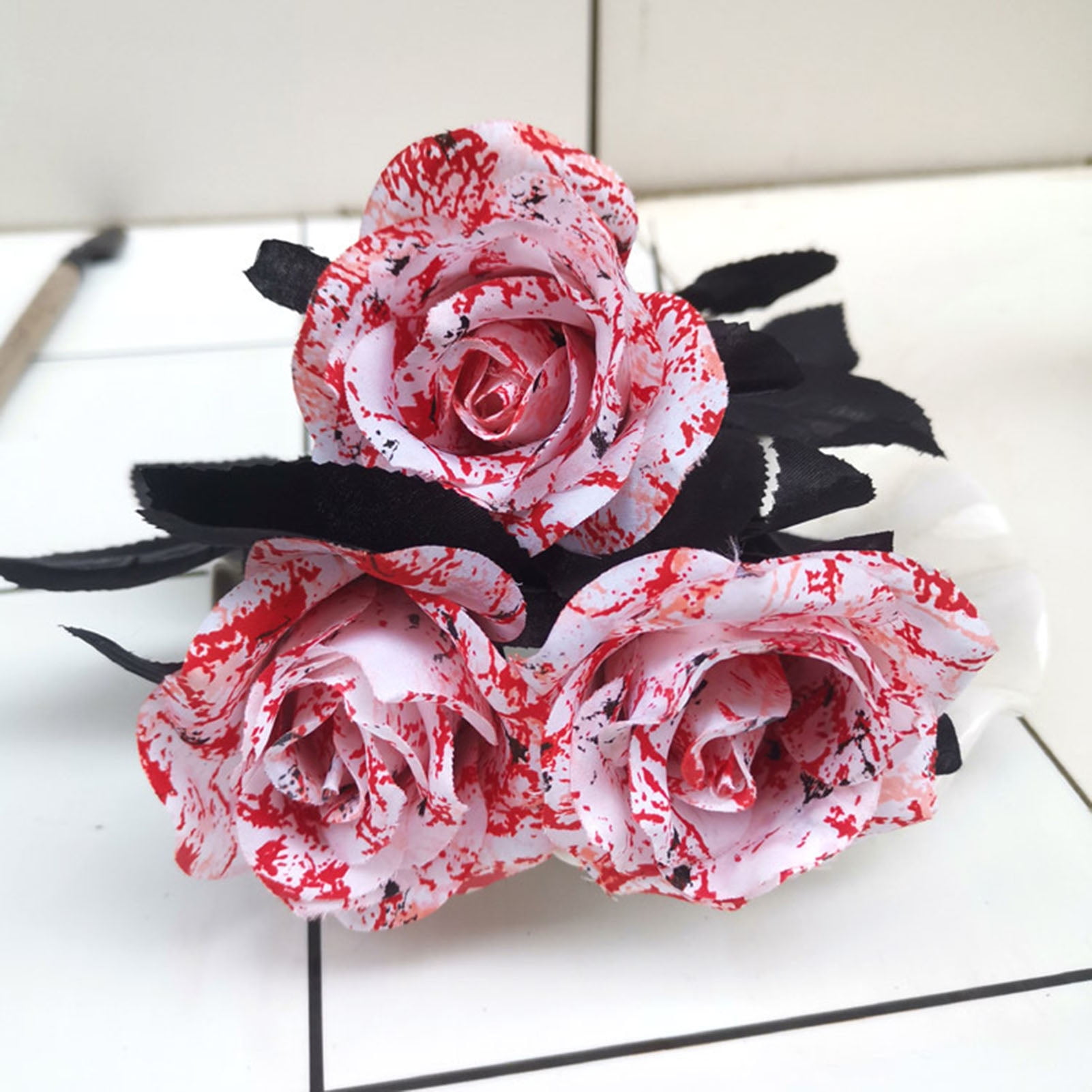 Walbest 2Pcs Halloween Artificial Flower Decoration Realistic Blood ...