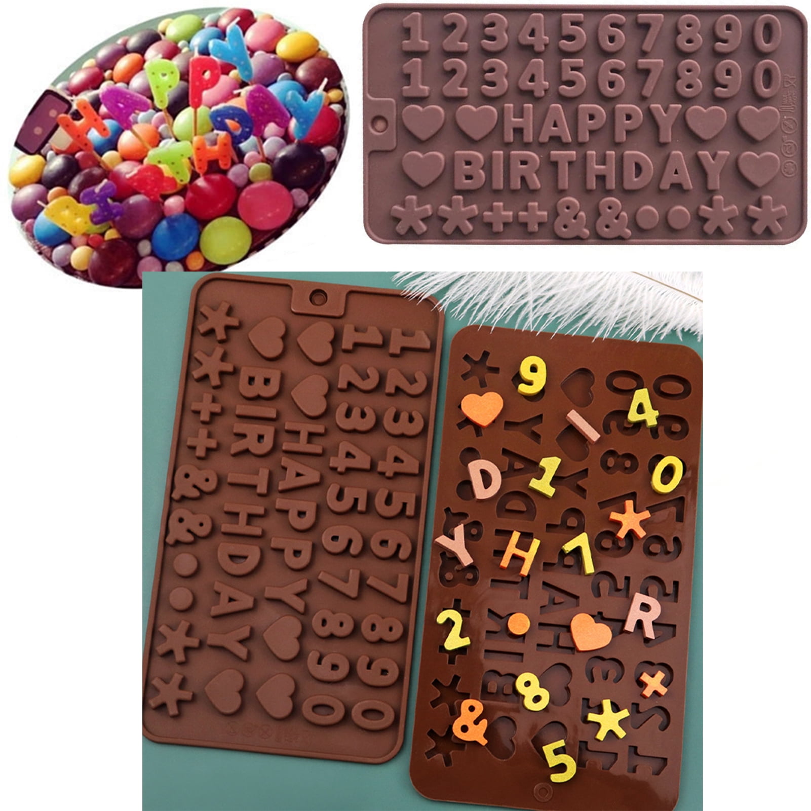 Walbest 2Pcs Large Letter Silicone Mold for Chocolate, Alphabet Number ...