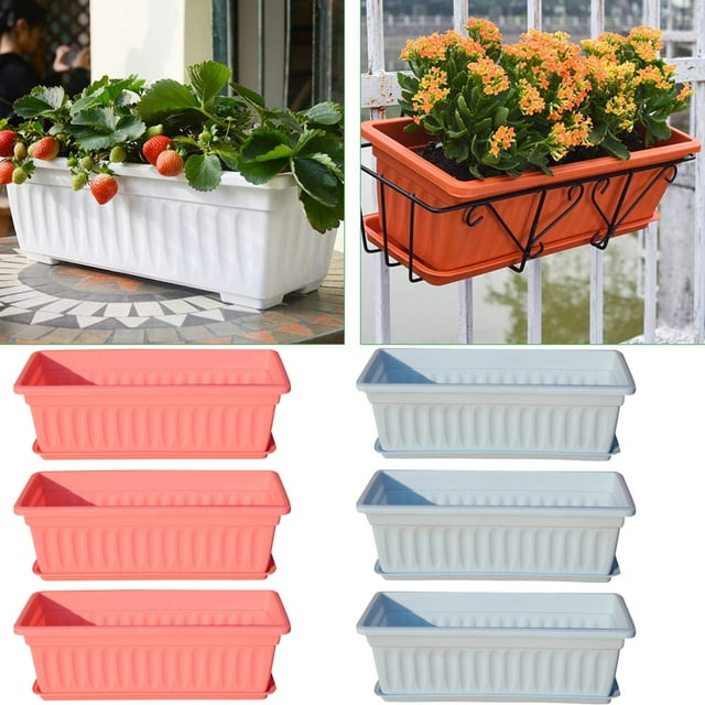 Walbest 3 Pack Flower Window Boxes Plastic Rectangular Window Planters ...