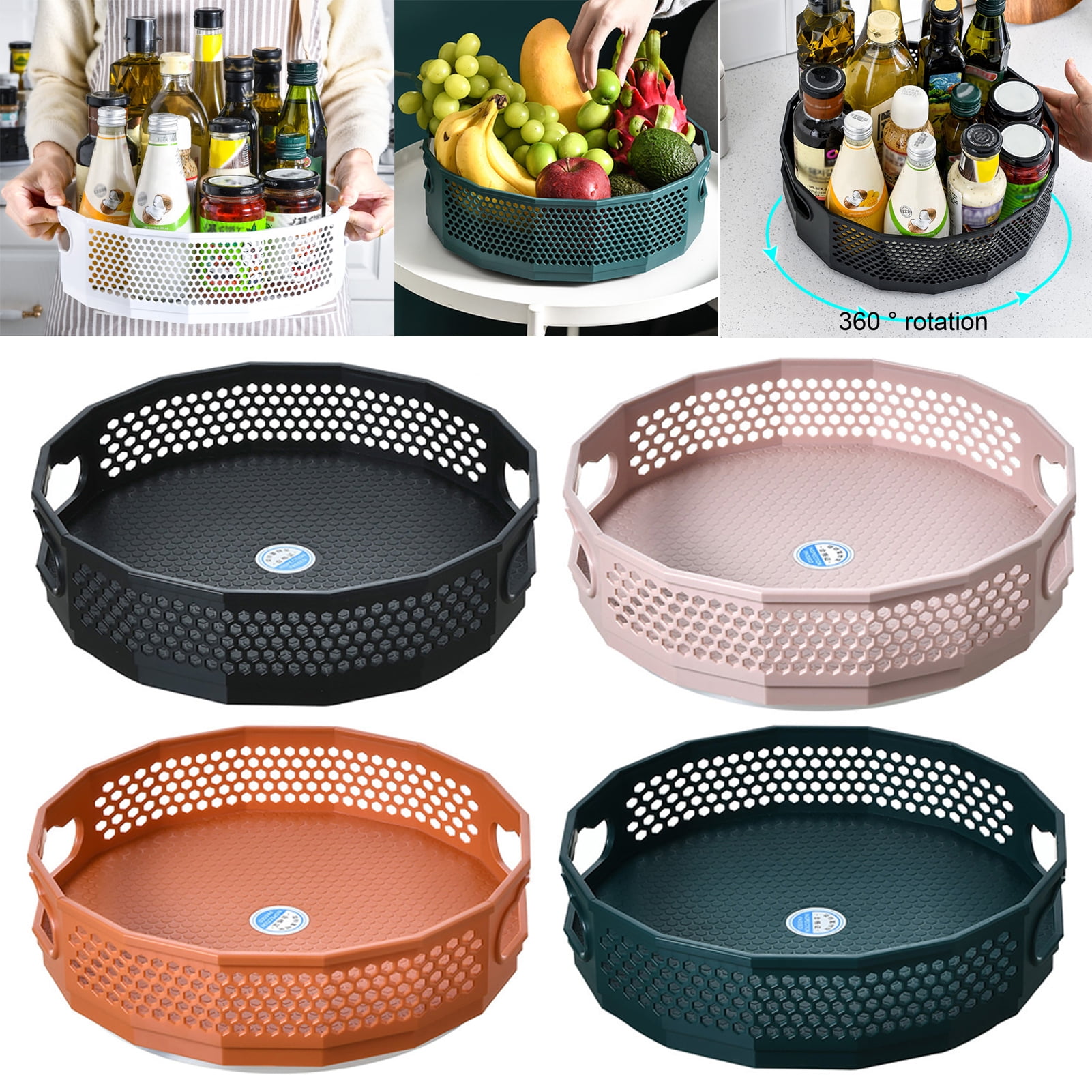 Walbest 360 Degree Rotatable Kitchen Seasoning Storage Rack, Home ...