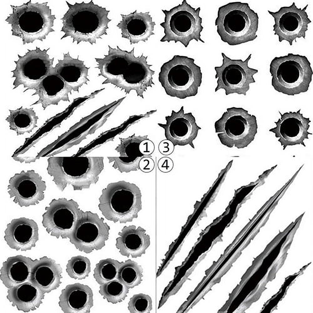 Walbest 3D Simulation Stereoscopic Single shot Bullet Hole Car Stickers ...