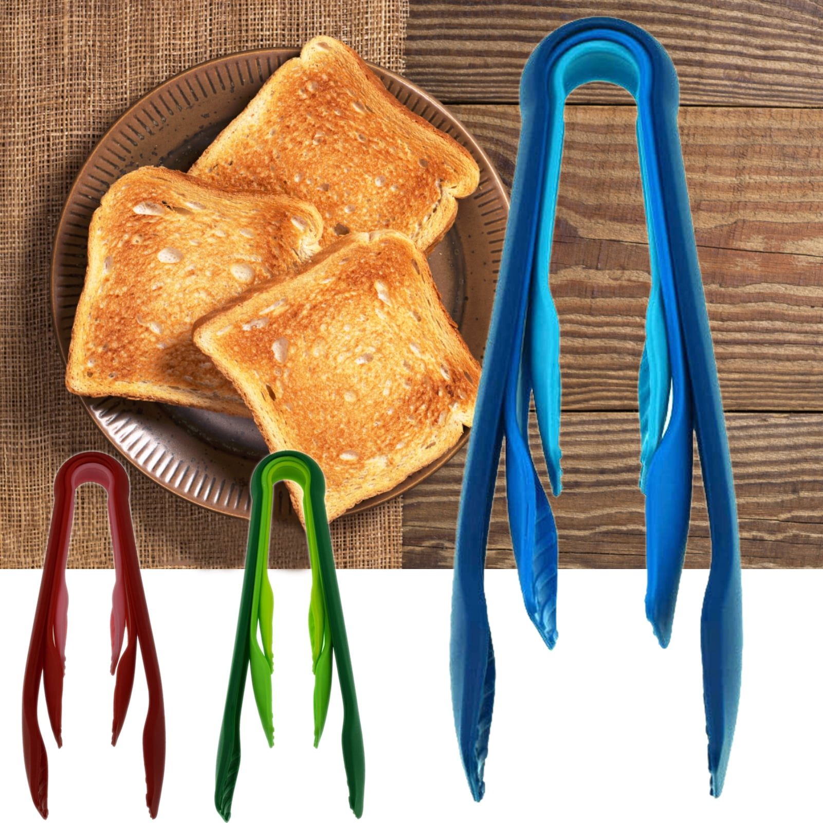 Walbest 3Pcs 6/8/10inch Food Grade Plastic Kitchen Tongs Food BBQ ...