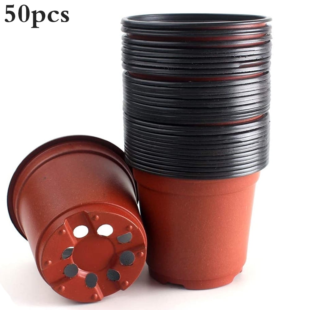 Walbest 50 Packs Small Plastic Nursery Pots, Seed Starting Planter for ...