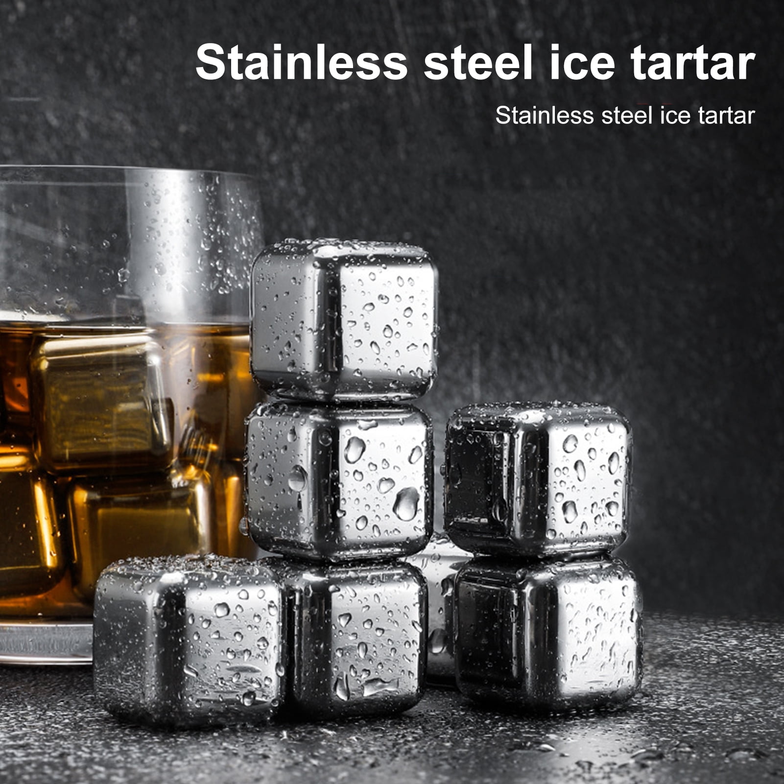 Walbest 4/6/8Pcs Stainless Steel Whiskey Stones Reusable Ice Cubes for ...