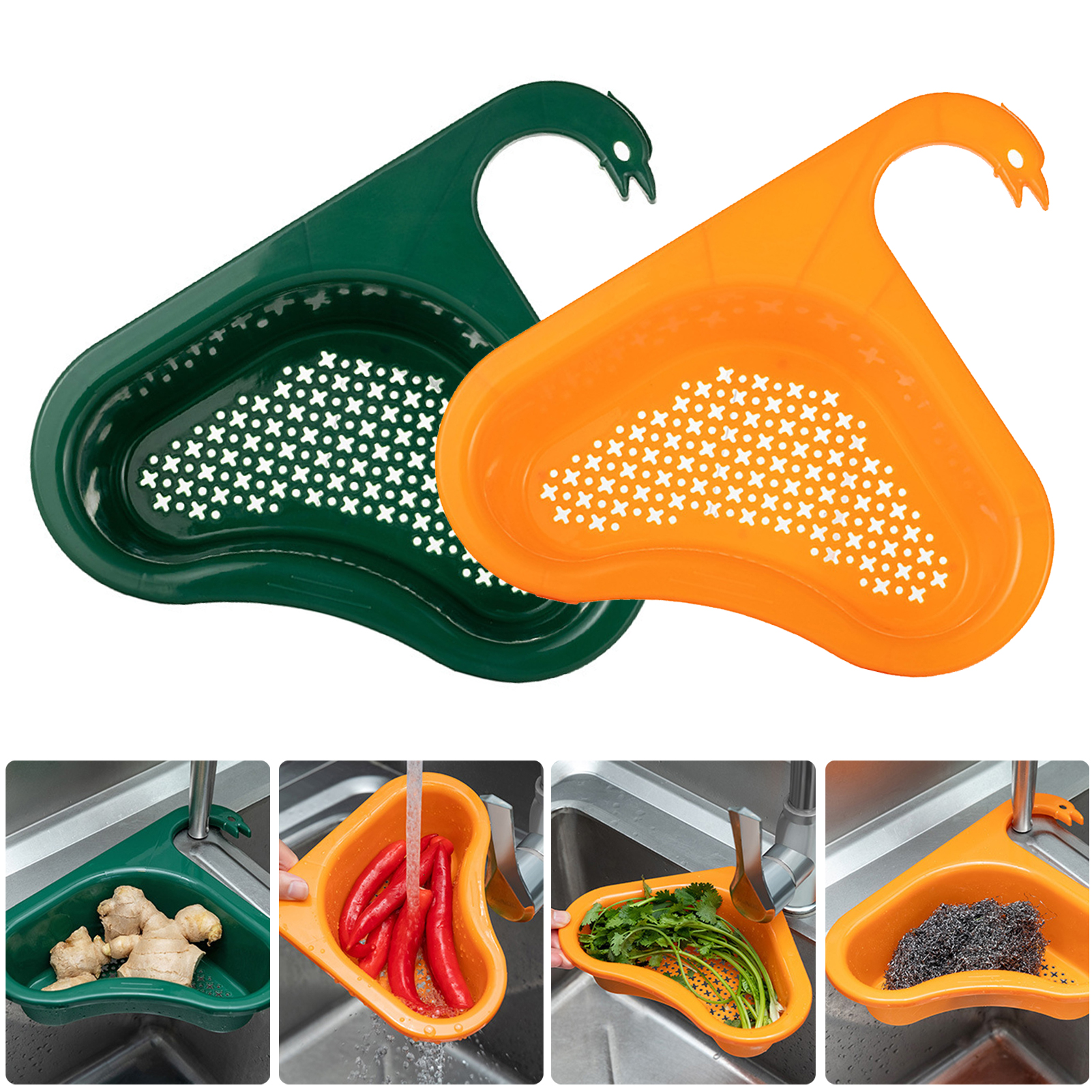 Walbest 4 Pcs Drain Baskets Kitchen Draining Bowl Hollow Out Quick ...