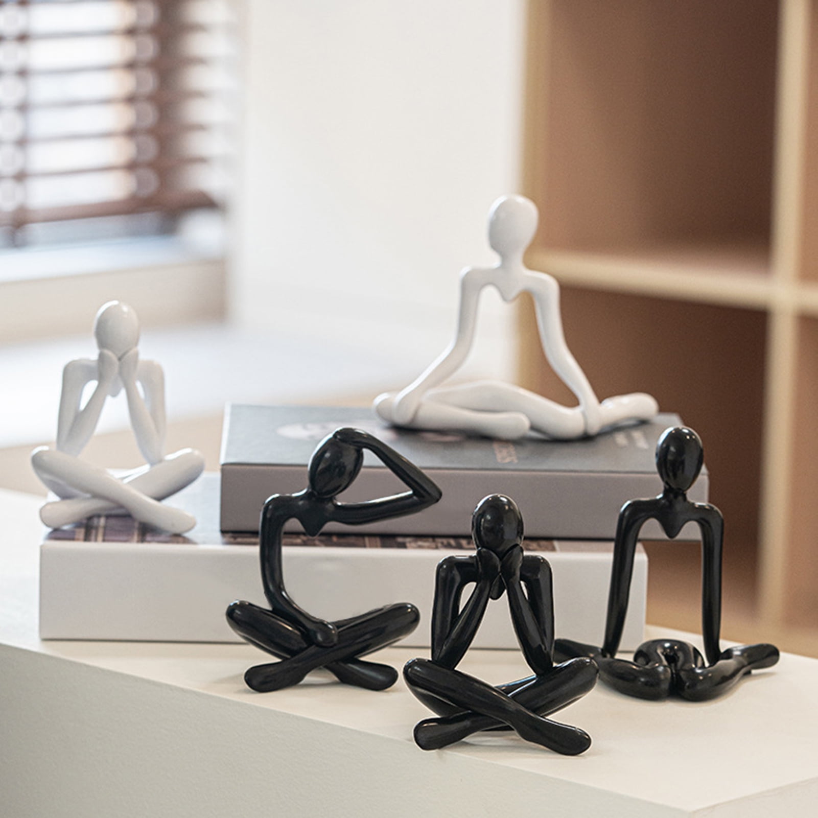 Walbest 4Pcs Golden Thinker Statue Abstract Art Sculpture Plastic ...