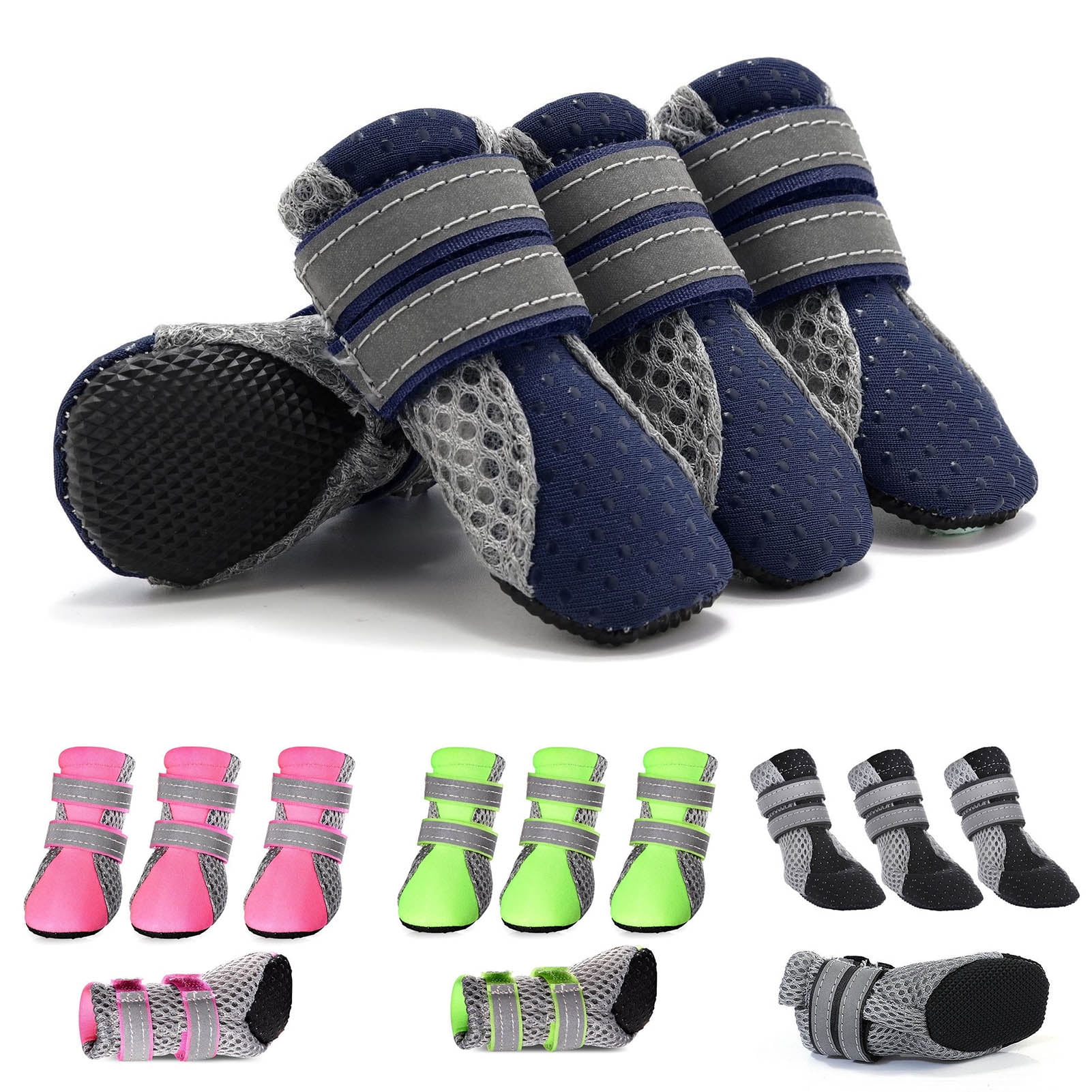 Walbest 4Pcs Reflective Dog Shoes for Small Medium Dogs, Slip Resistant ...