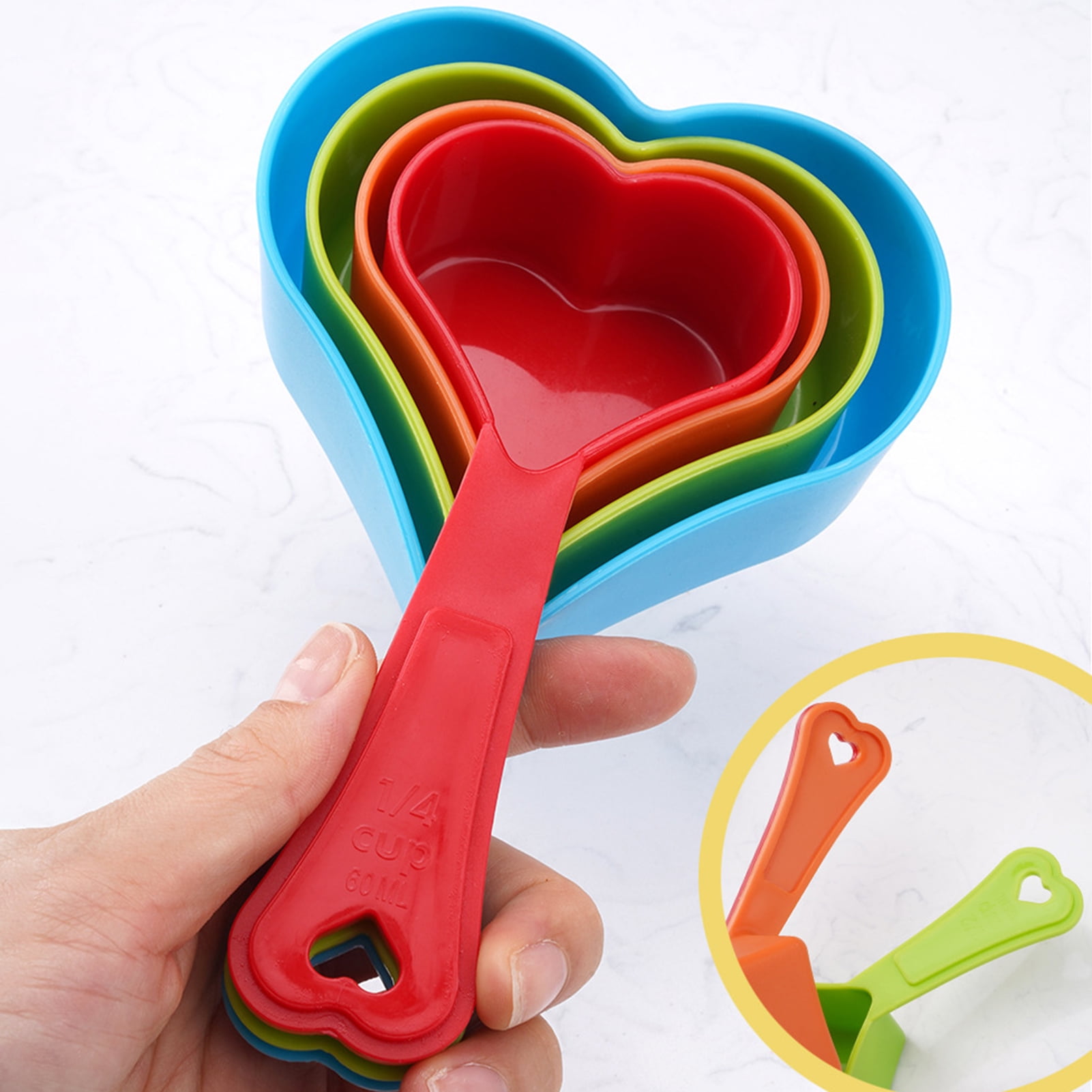 Walbest 4Pcs/set 250ML/125ML/80ML/60ML Heart Shape Measuring Spoon Food ...