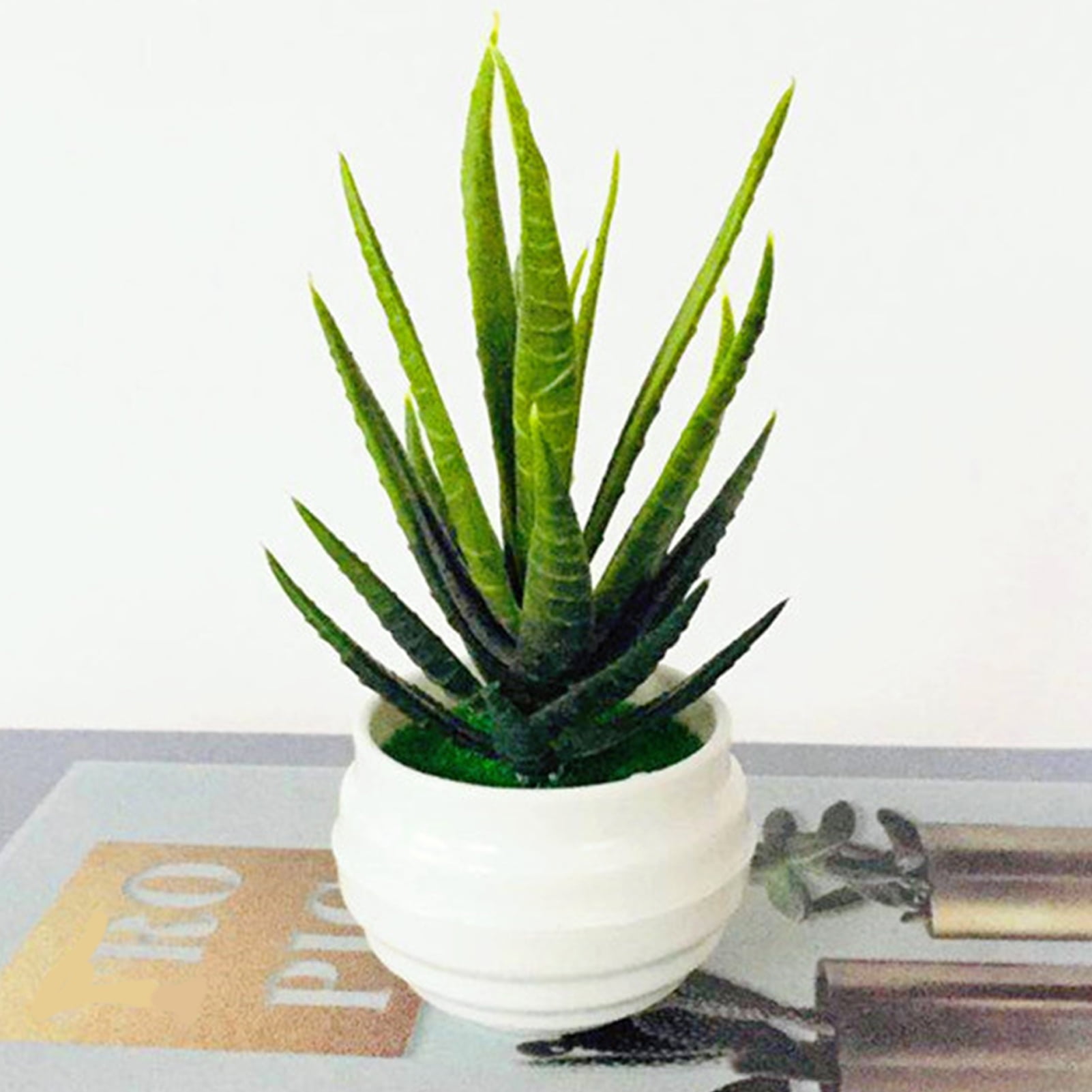 Walbest 5.5 Inches Simulation Potted Plant Artificial Succulent Aloe ...