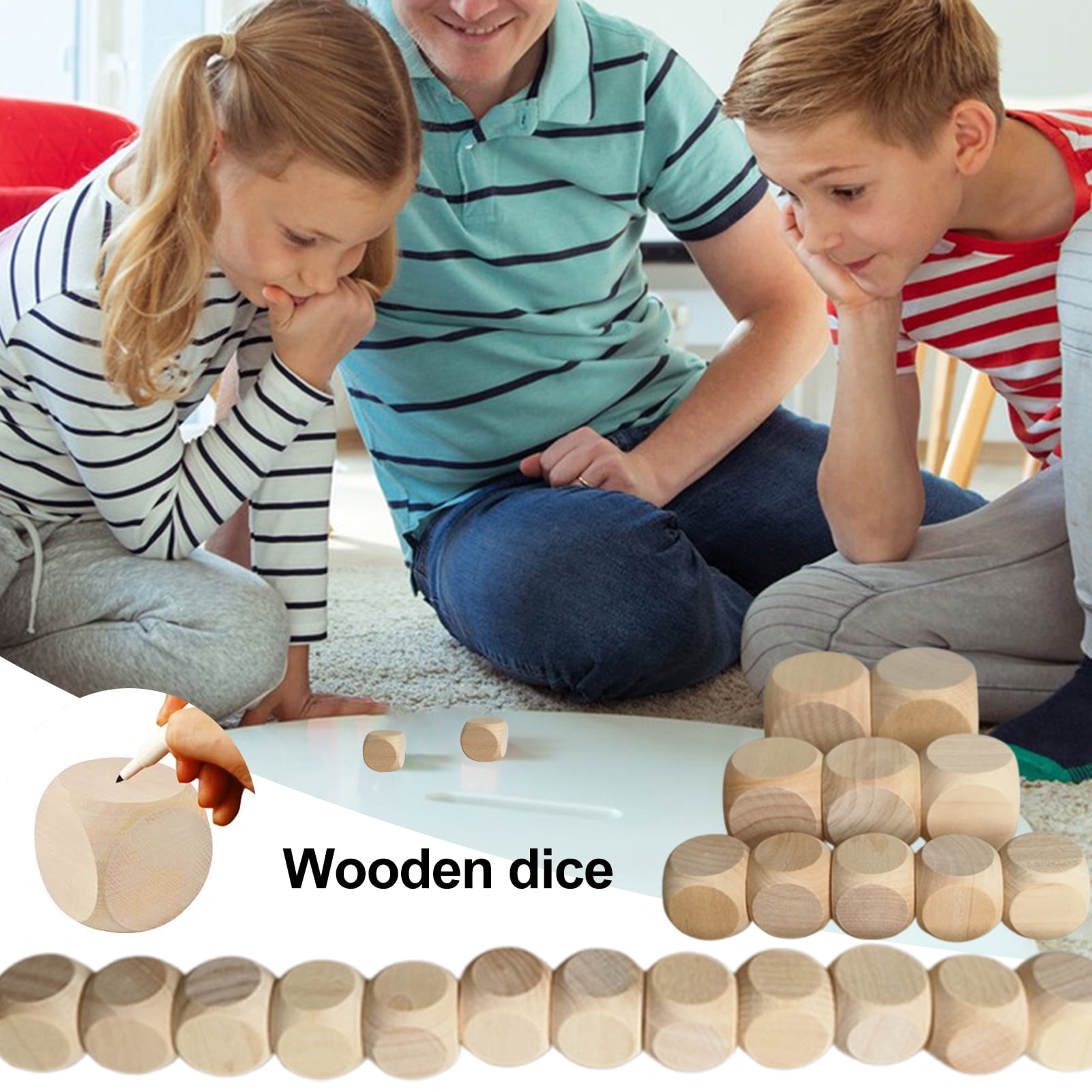 Walbest 5Pcs 2/3/4/5/6/7CM Wooden Dice Rounded Corner Six-Sided Giant ...