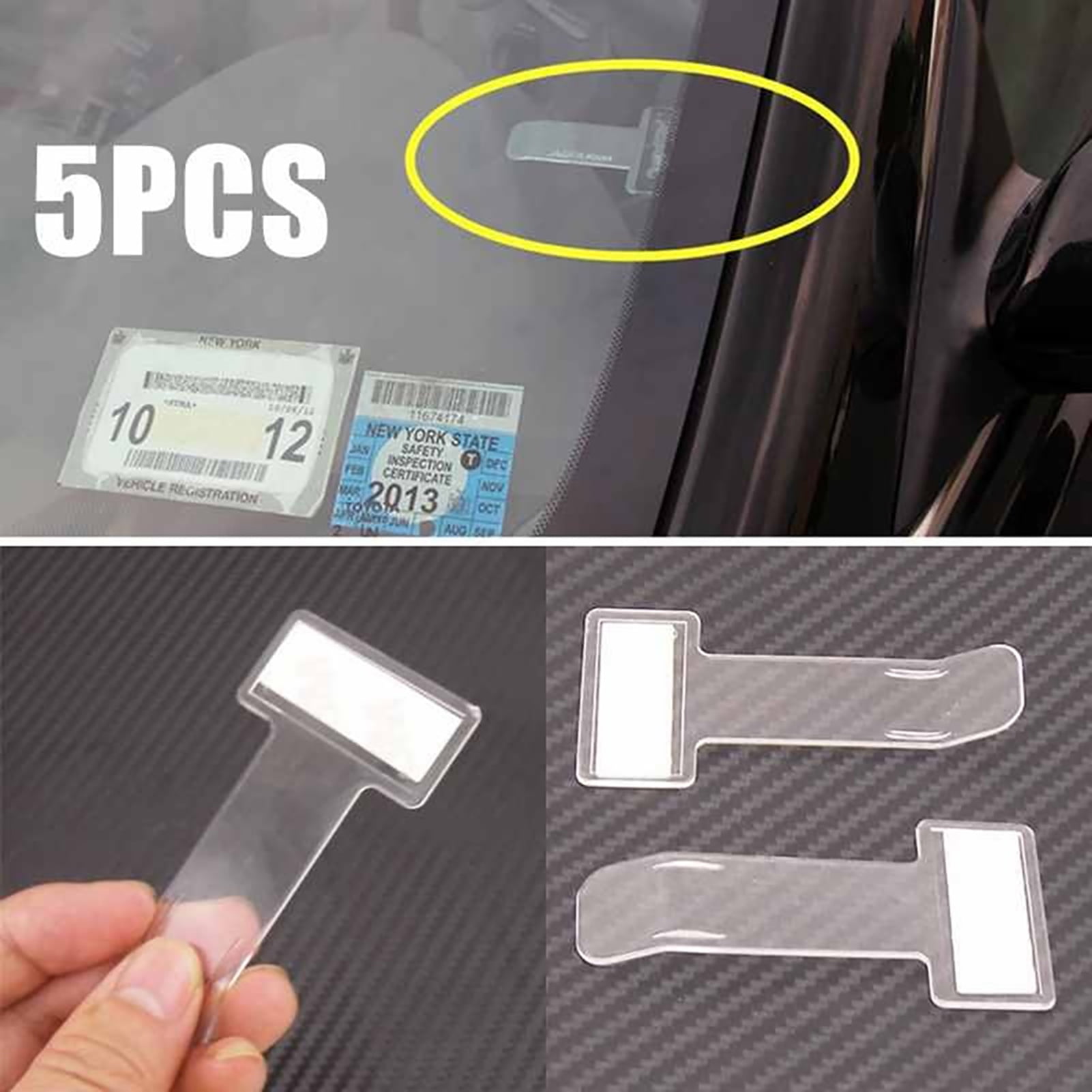 Walbest 5Pcs Car Ticket Holder Receipt Adhesive Transparent Holder for ...