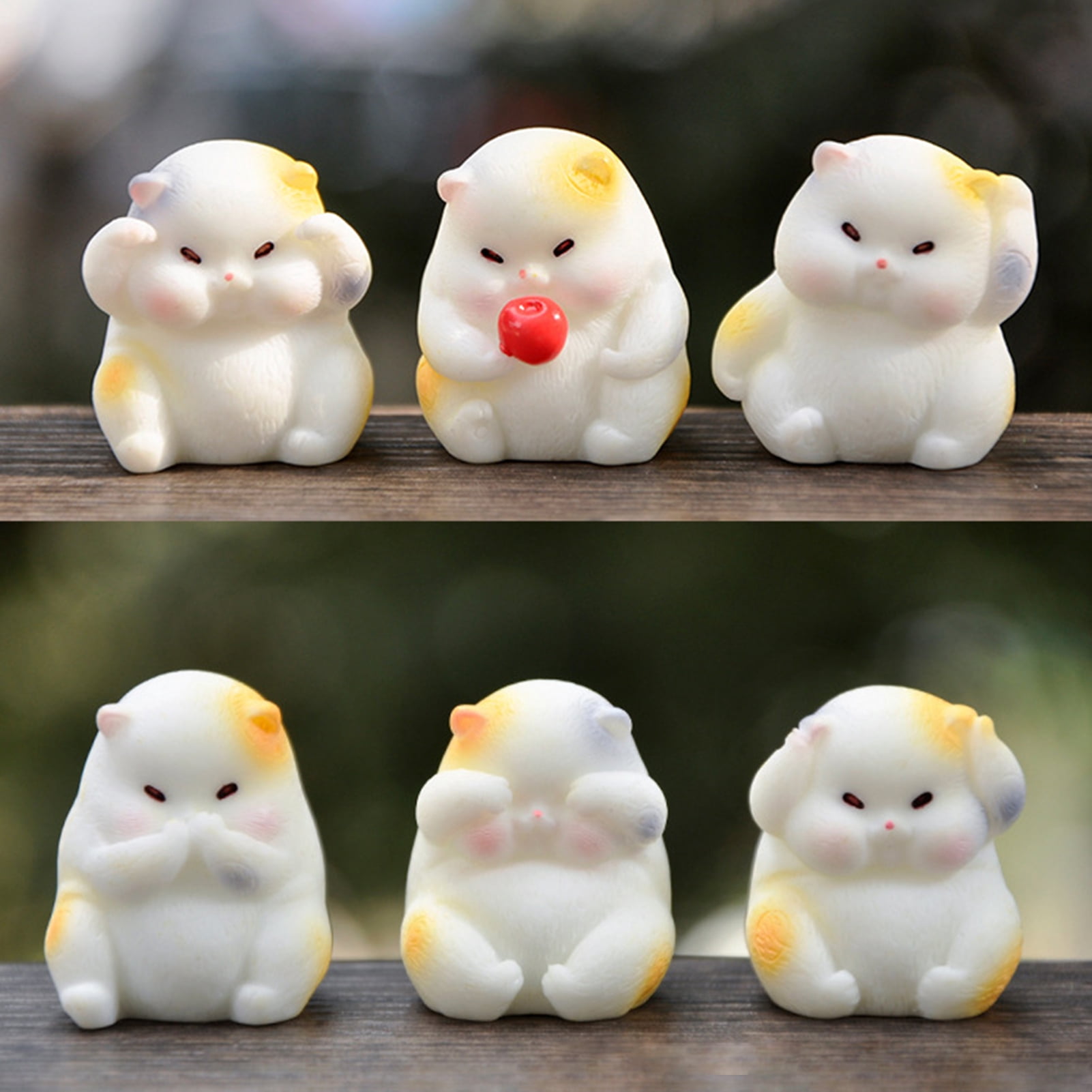 Walbest 6Pcs/Set Resin Hamster Ornament 1.18