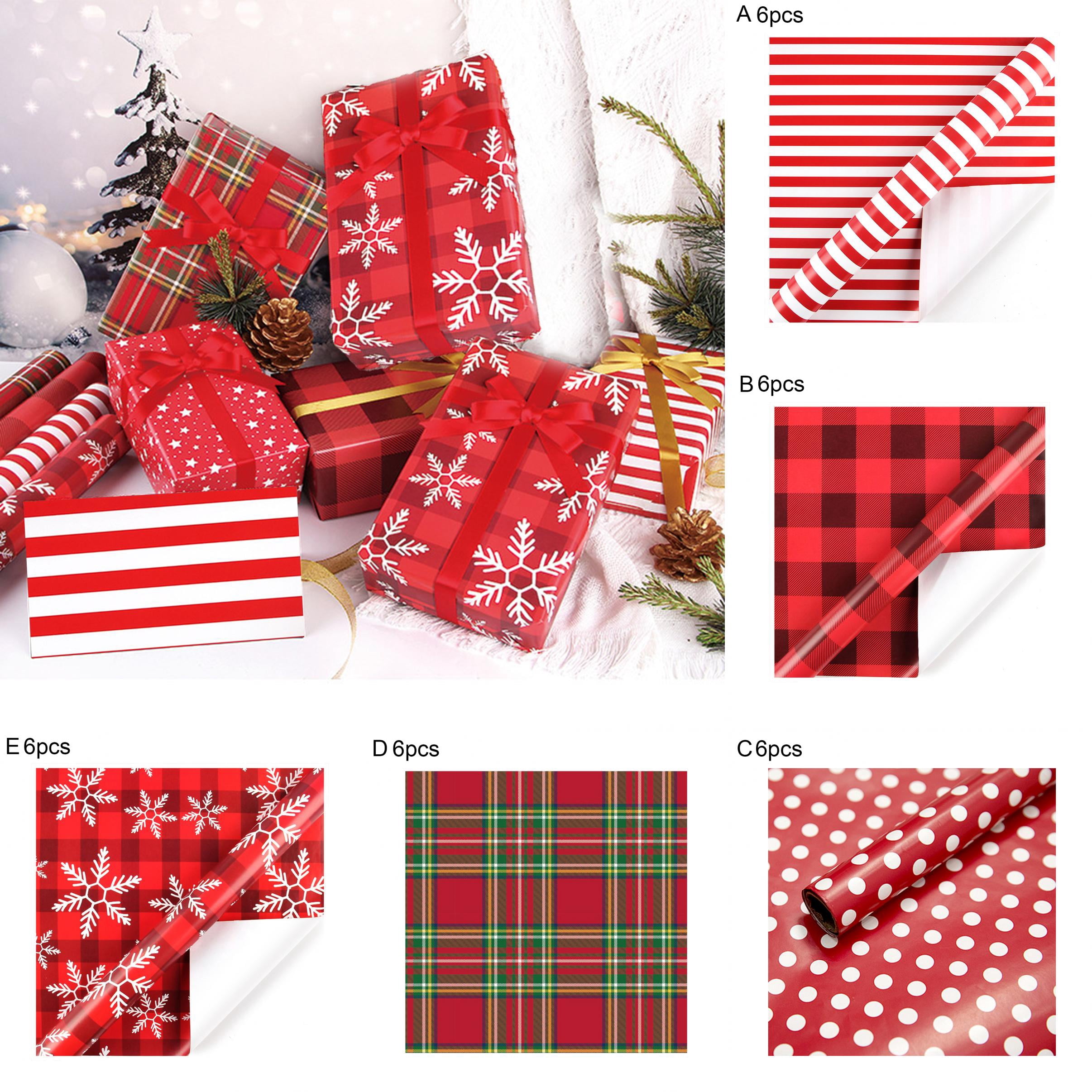 Walbest 6Pcs Xmas Gift Wrapping Papers, Non-Fading Simple Eco-friendly ...