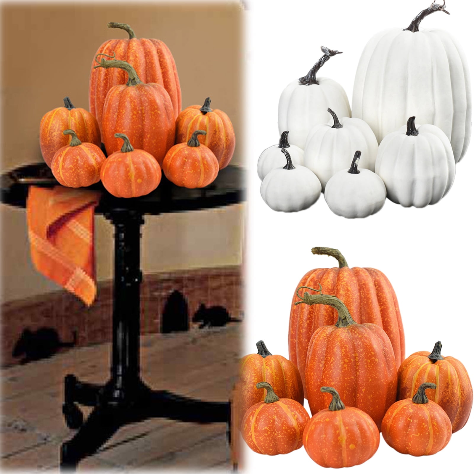 Walbest 7Pcs/Set Assorted Realistic Pumpkin Props Halloween Decor Vivid ...