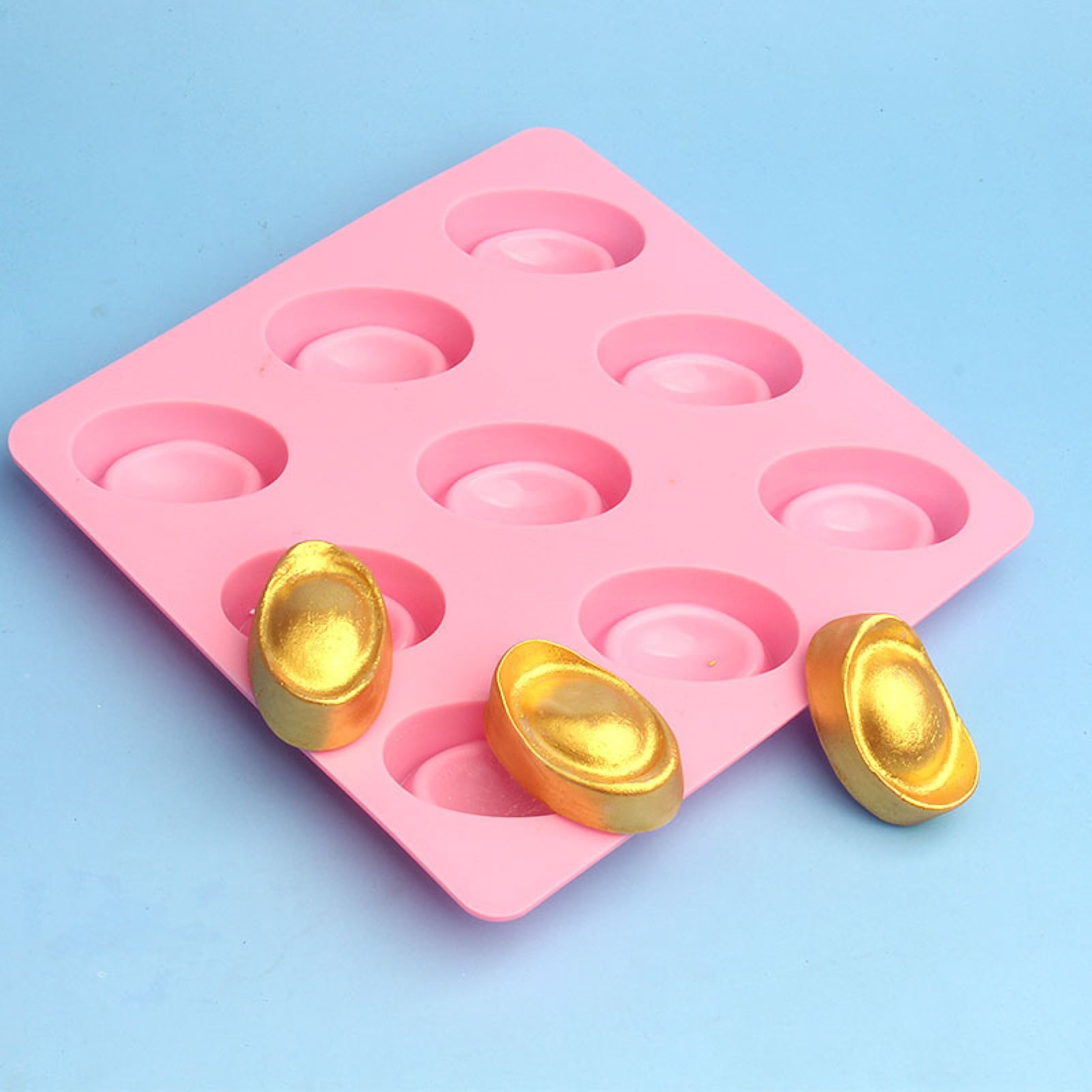 Walbest 9-cavity Non-stick Silicone Mold Gold Ingot Shape Chocolate ...