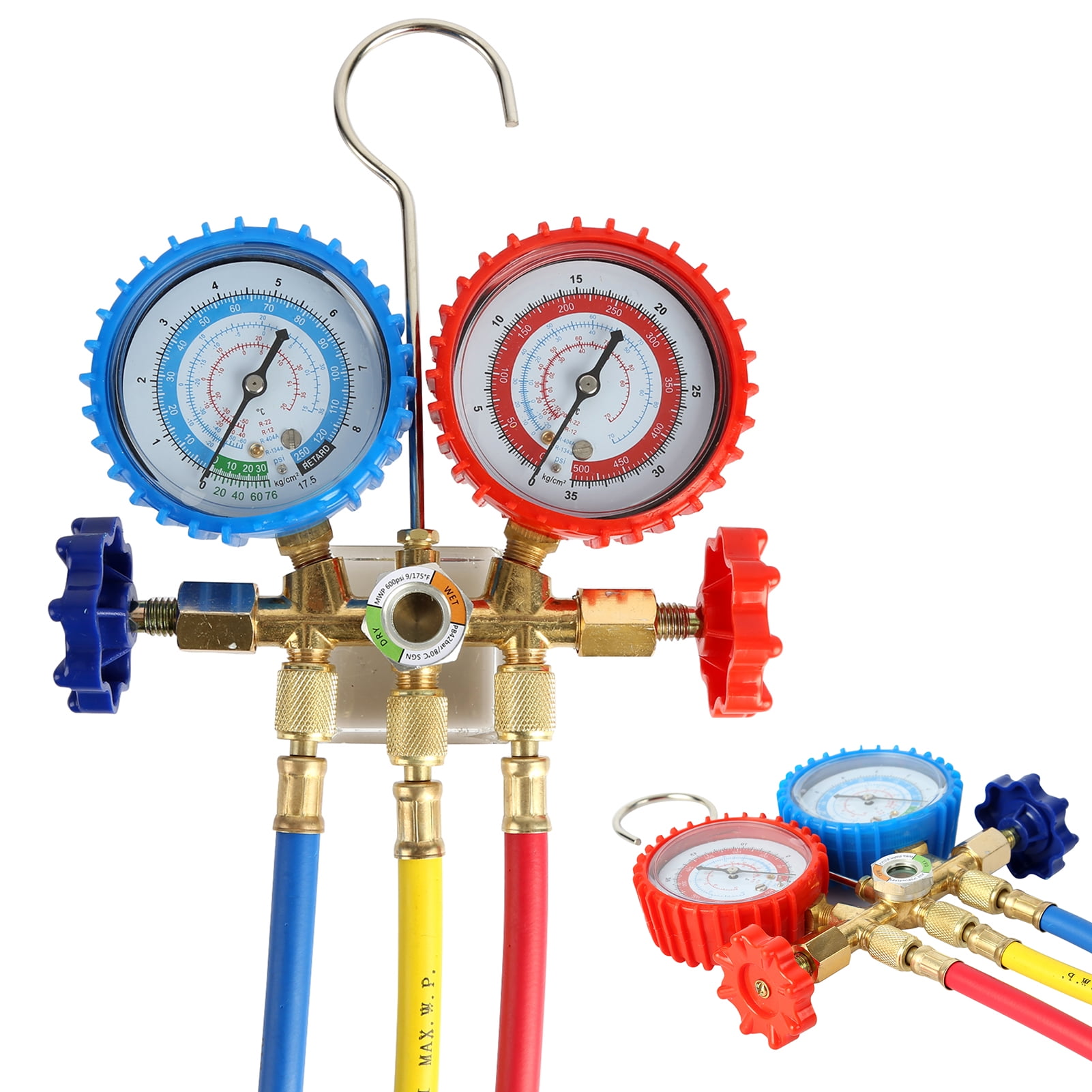 Walbest AC Manifold Gauge Set Anti-corrosion, PVC Red Blue Yelloy ...